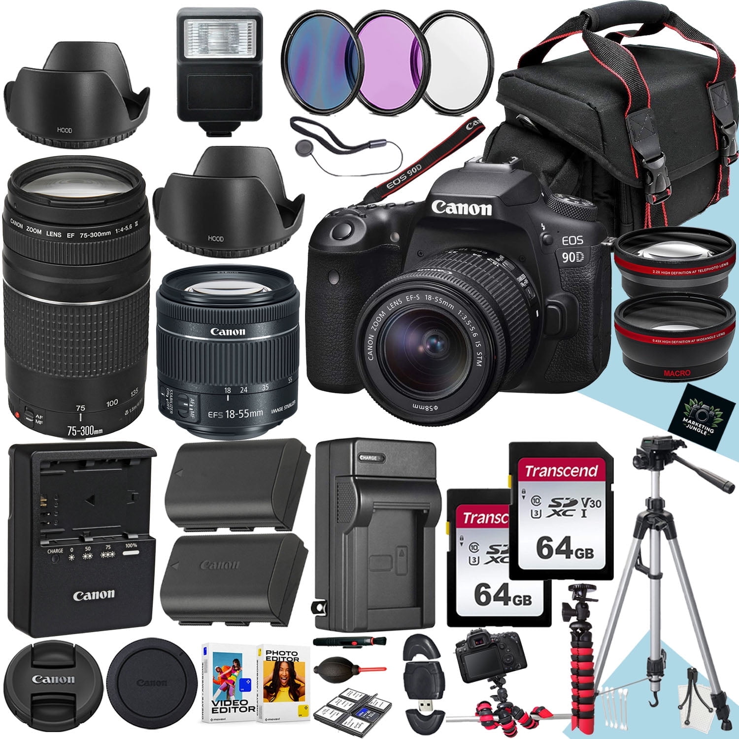 Canon EOS 90D DSLR Camera With RF-S 18-45mm f/4.5-6.3 IS STM And EF 75 ...