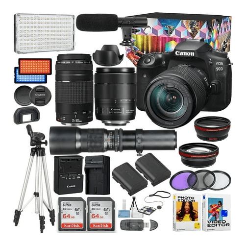 Canon EOS 90D DSLR Camera with Video Creator Kit + Canon EF-S 18-135mm ...