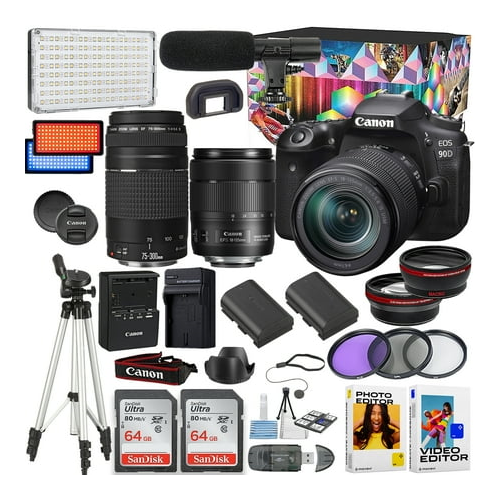Canon EOS 90D DSLR Camera with Video Creator Kit + Canon EF-S 18-135mm ...
