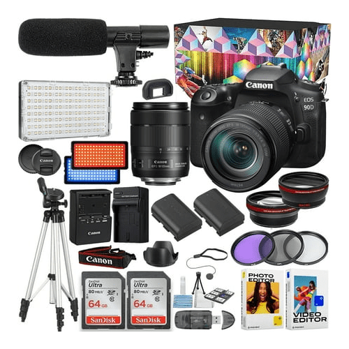 Canon EOS 90D DSLR Camera with Video Creator Kit + Canon EF-S 18-135mm ...