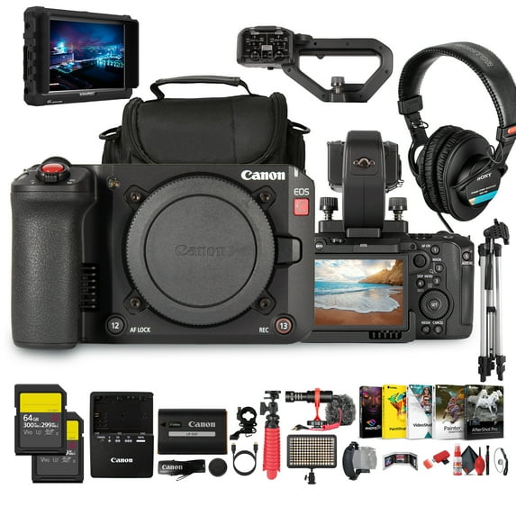 Canon EOS C50 Cinema Camera RF Mount 7K Open Gate Bundle Dual 64GB Kit ...