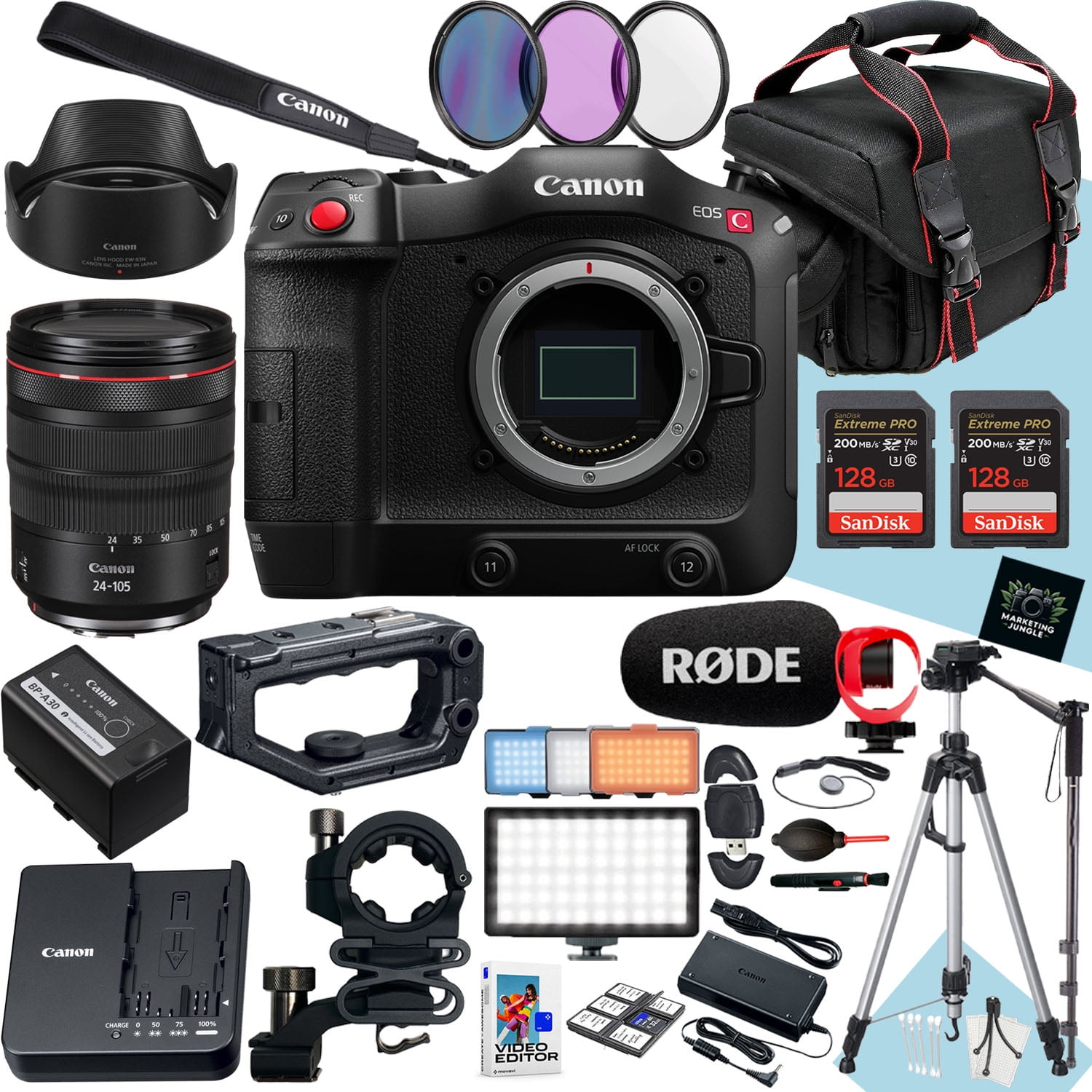 Canon EOS C70 Cinema Camera with 24-105mm f/4 L IS USM Lens + 2PC 128 ...