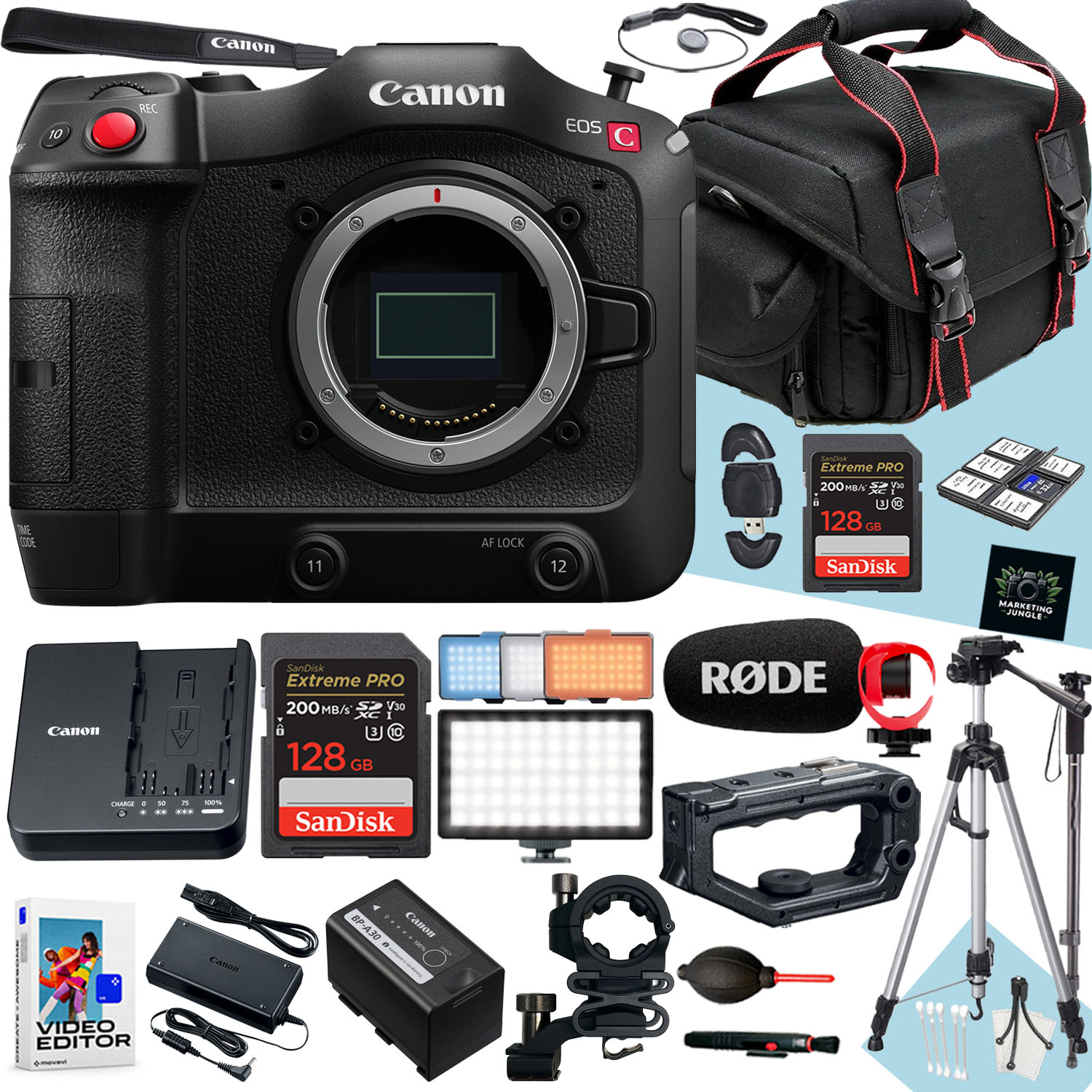Canon EOS C70 Cinema Camera (Body Only) + 2PC 128 GB Memory + RODE ...