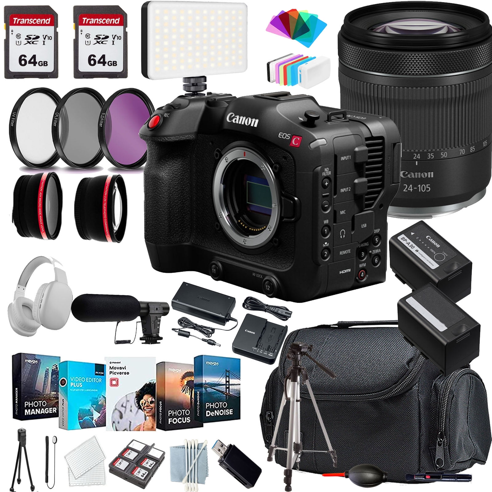 Canon EOS C70 Cinema Camera+Canon RF 24-105mm STM Lens+COMMANDER Starter Kit +Micrphone+ Lens ...