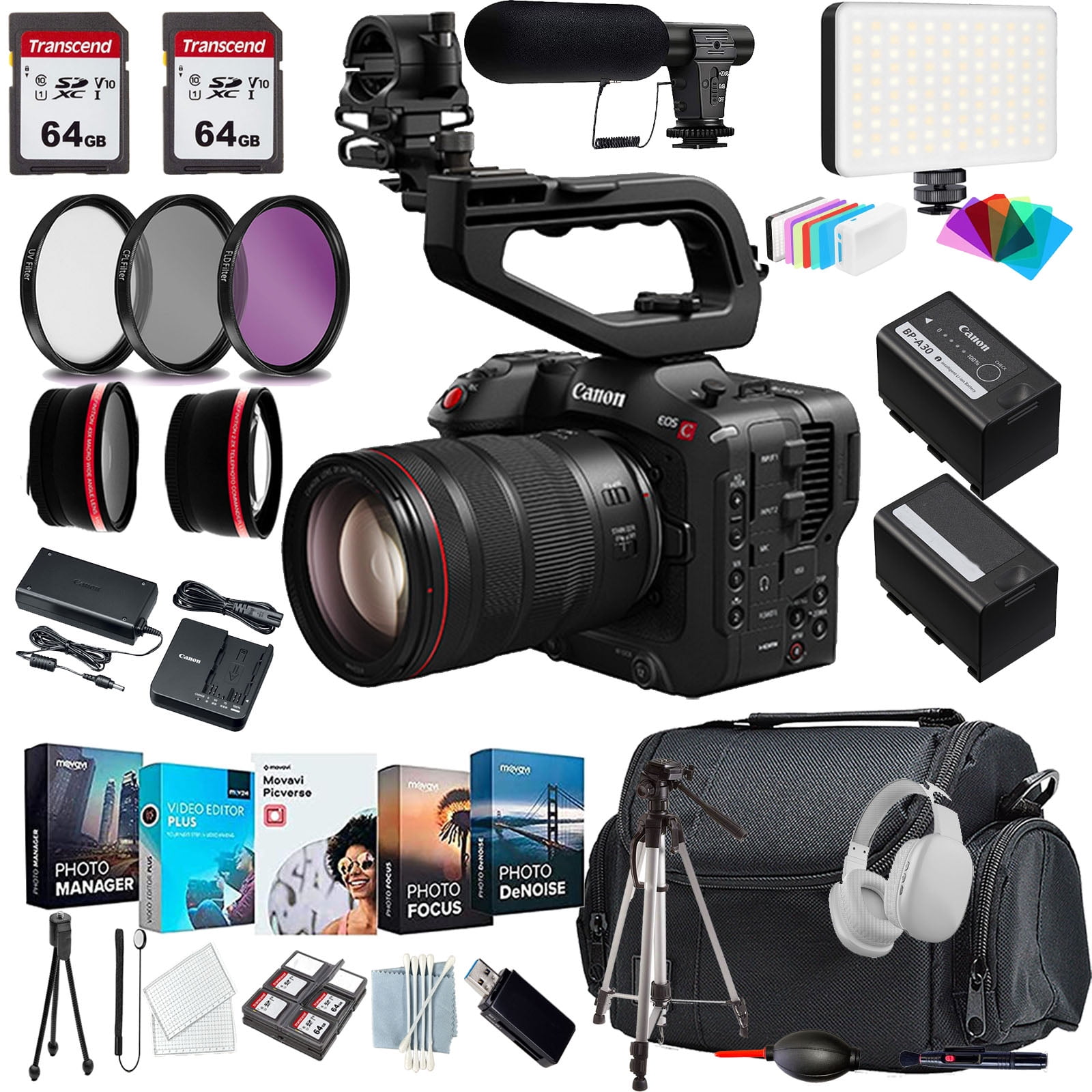 Canon EOS C70 Cinema Camera+Canon RF 24-105mm f/4 L IS USM Lens+Micrphone+COMMANDER Starter Kit ...