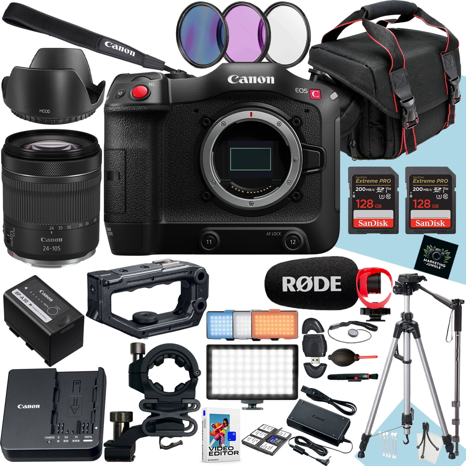 Canon EOS C70 Cinema Camera with RF 24-105mm f/4-7.1 IS STM Lens + 2PC ...