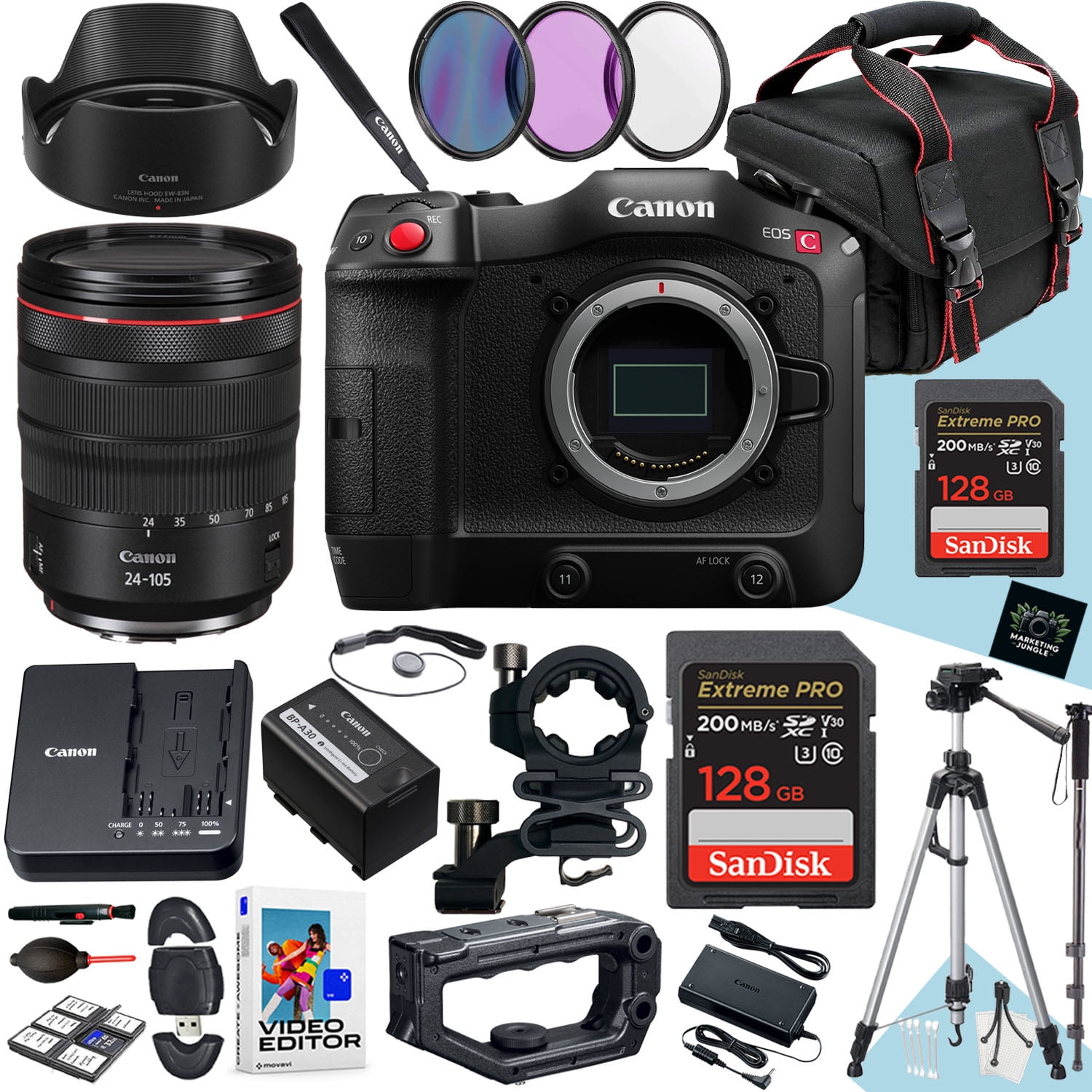 Canon EOS C70 Cinema Camera with 24-105mm f/4 L IS USM Lens + 2PC 128GB ...