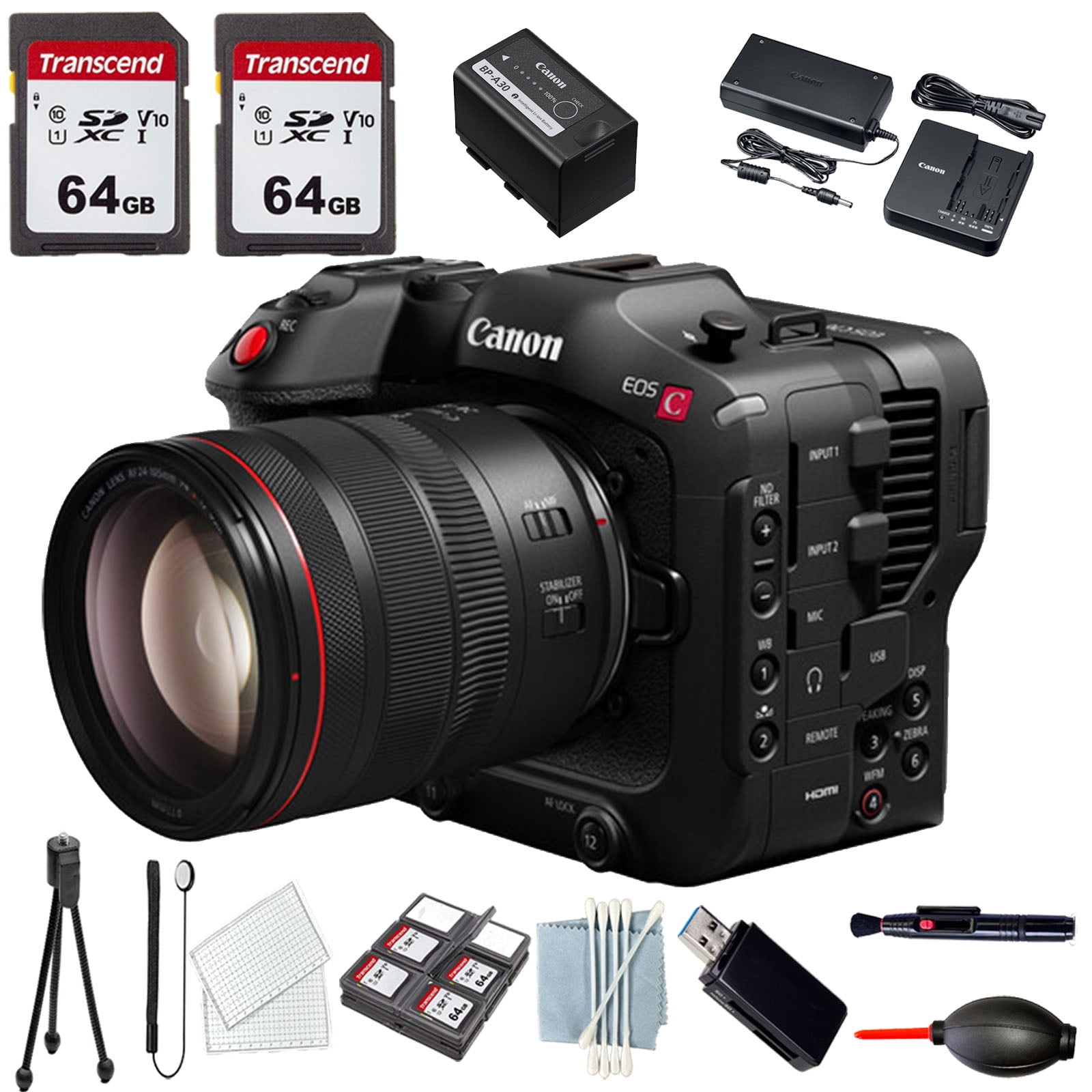 Canon EOS C70 Cinema Camera with RF 24-105mm F/4 L IS USM Lens Starter Kit (Bundle) - Walmart.com
