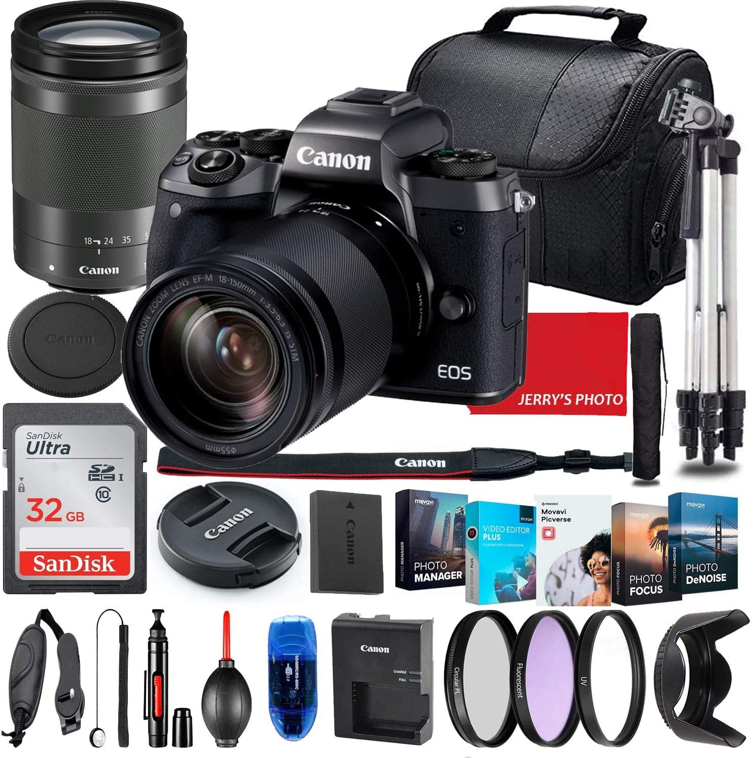 Canon EOS M5 Mirrorless Camera with 18-150mm STM Lens (Black) Bundle + Premium Accessory Bundle ...