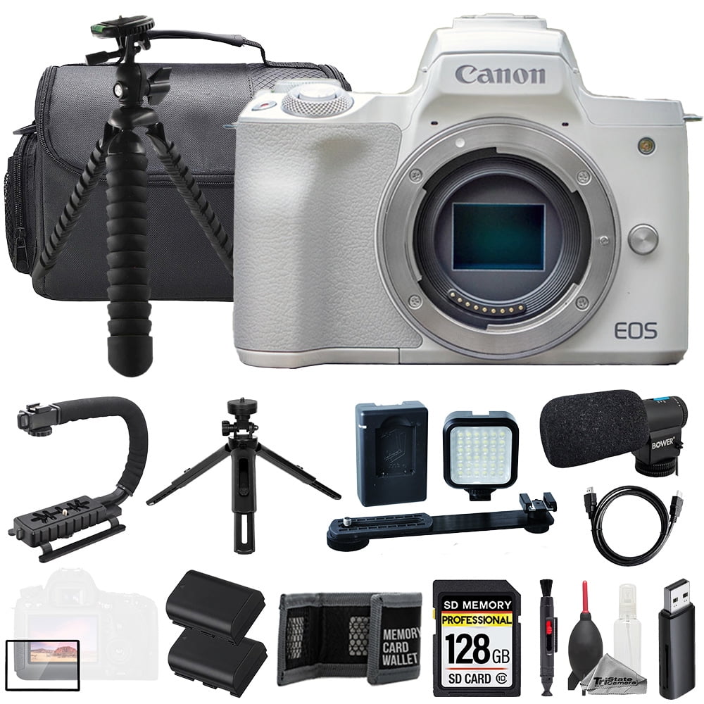 Canon EOS M50 II (Body) + Mic + 128GB + Extra Battery+ LED Flash ...