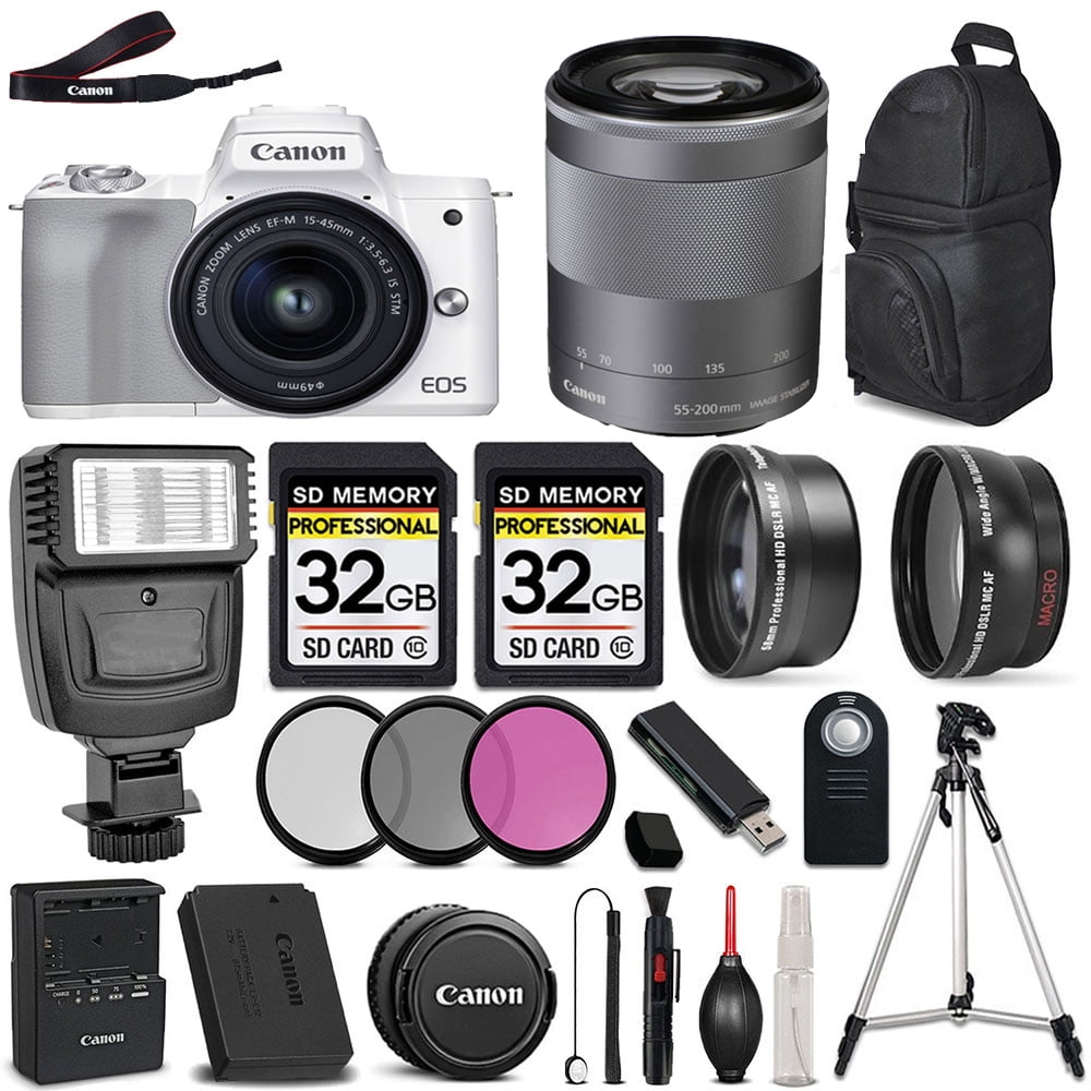 Canon EOS M50 II Camera (White) + EF-M 15-45mm f/3.5-5.6 IS STM Lens ...
