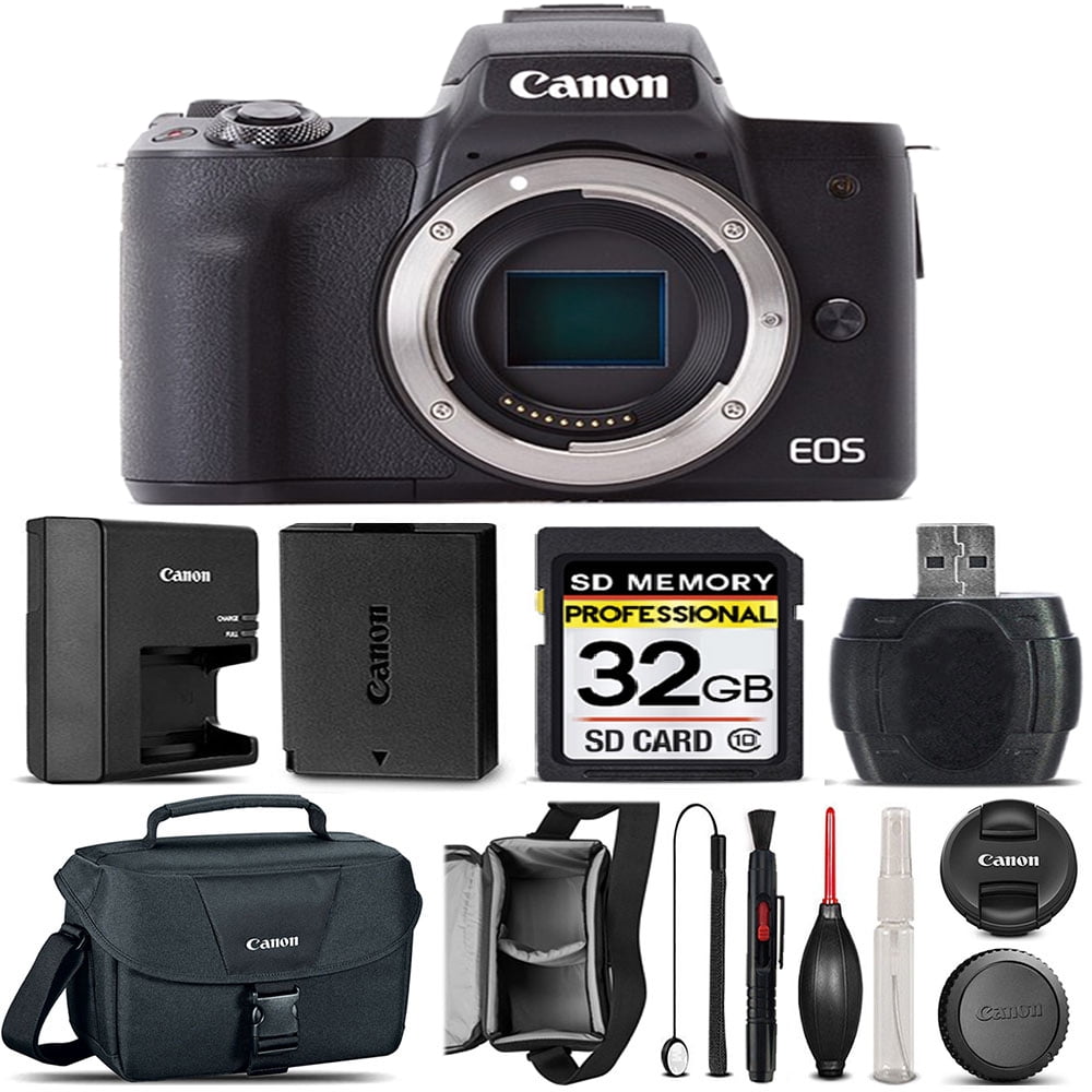 Canon EOS M50 II DSLR Camera (Body) + 32GB Class 10 Memory Card + Canon ...