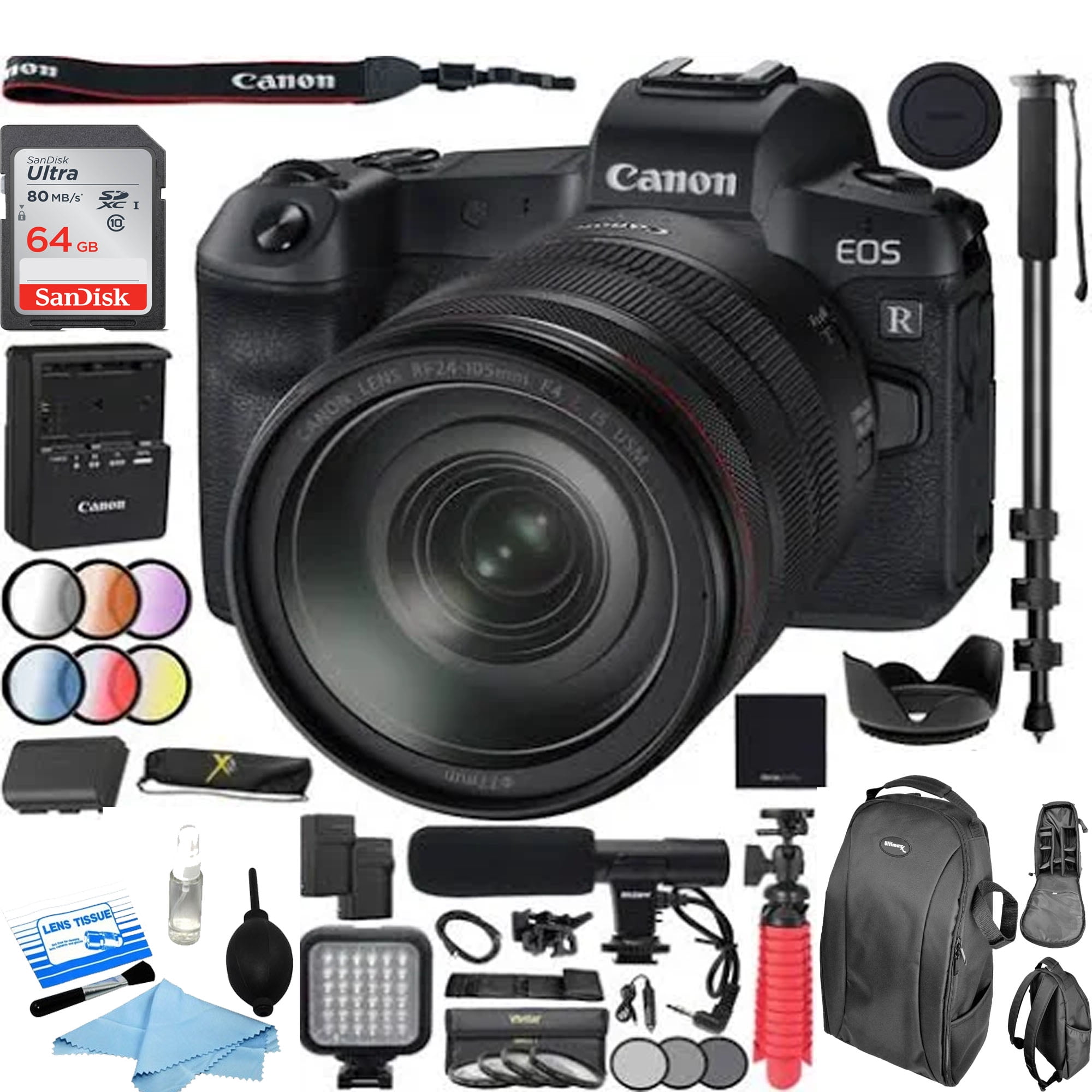 Canon EOS R Mirrorless Digital Camera with 24-105mm Lens Deluxe Bundle ...