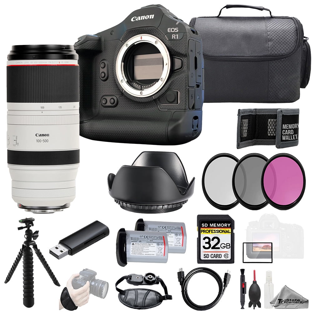 Canon EOS R1 Camera + RF 100-500mm f/4.5-7.1L IS USM Lens +32GB + Ext ...