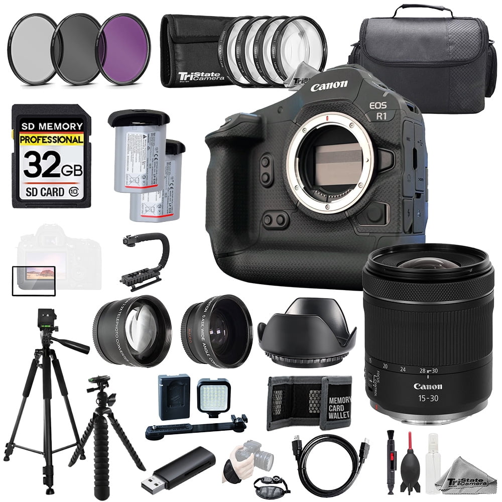Canon EOS R1 Camera + RF 15-30mm f/4.5-6.3 IS STM Lens +32GB+Ext Bat+9 ...