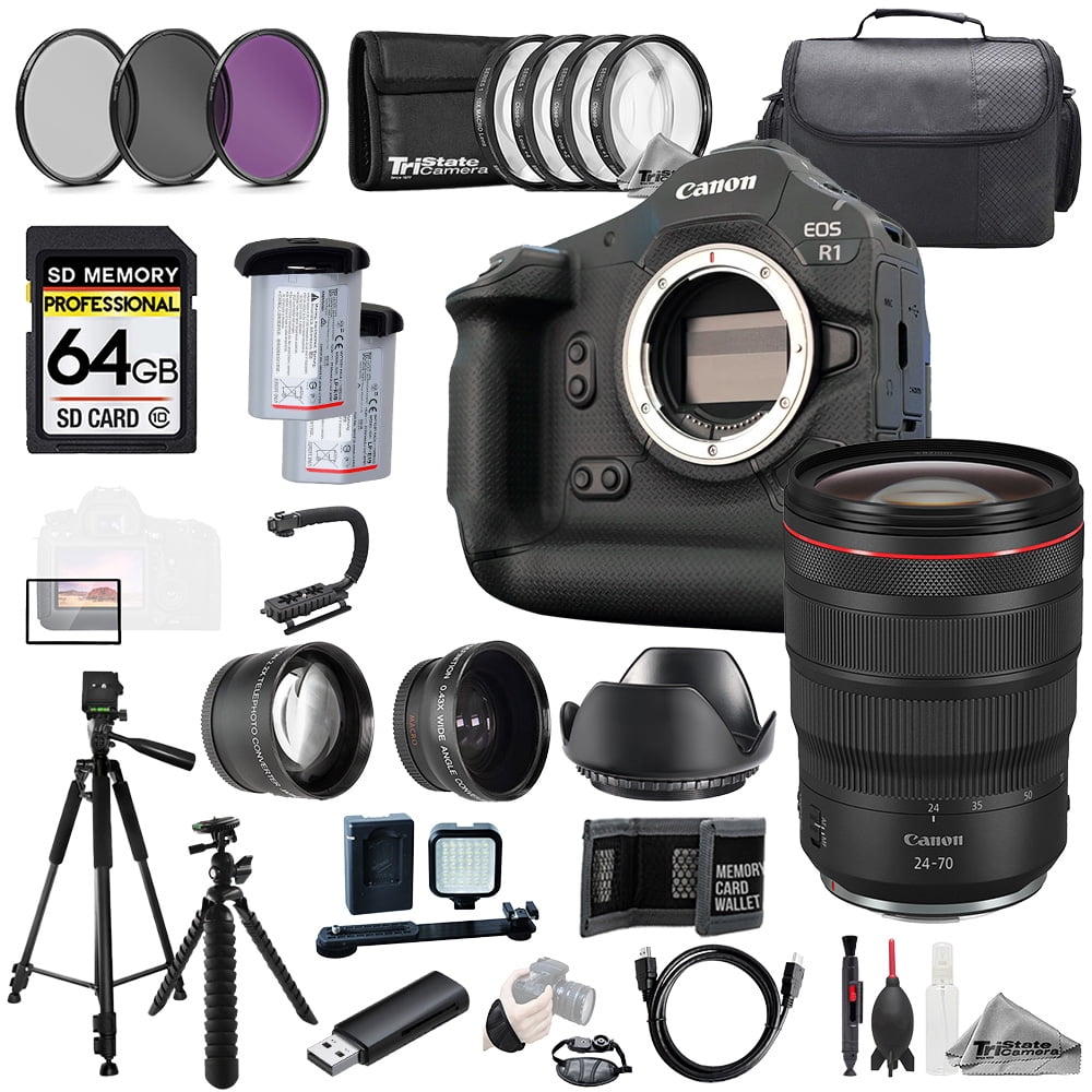 Canon EOS R1 Camera + RF 24-70mm f/2.8L IS USM Lens+64GB+Ext Bat+9 PC ...