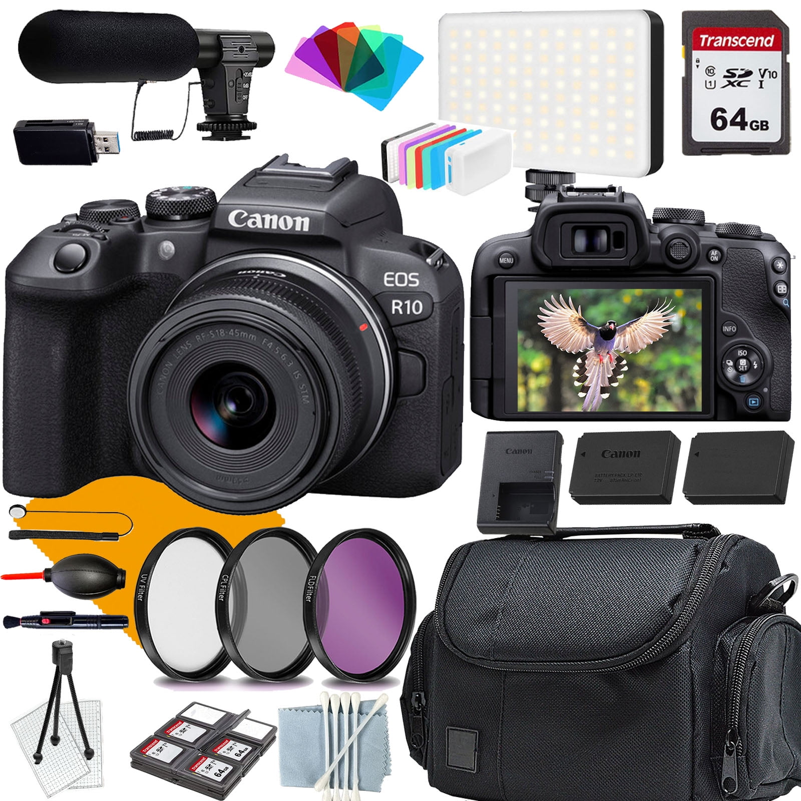 Canon EOS R10 Camera with Canon EF-M 18-45mm Lens+COMMANDER Starter Kit ...