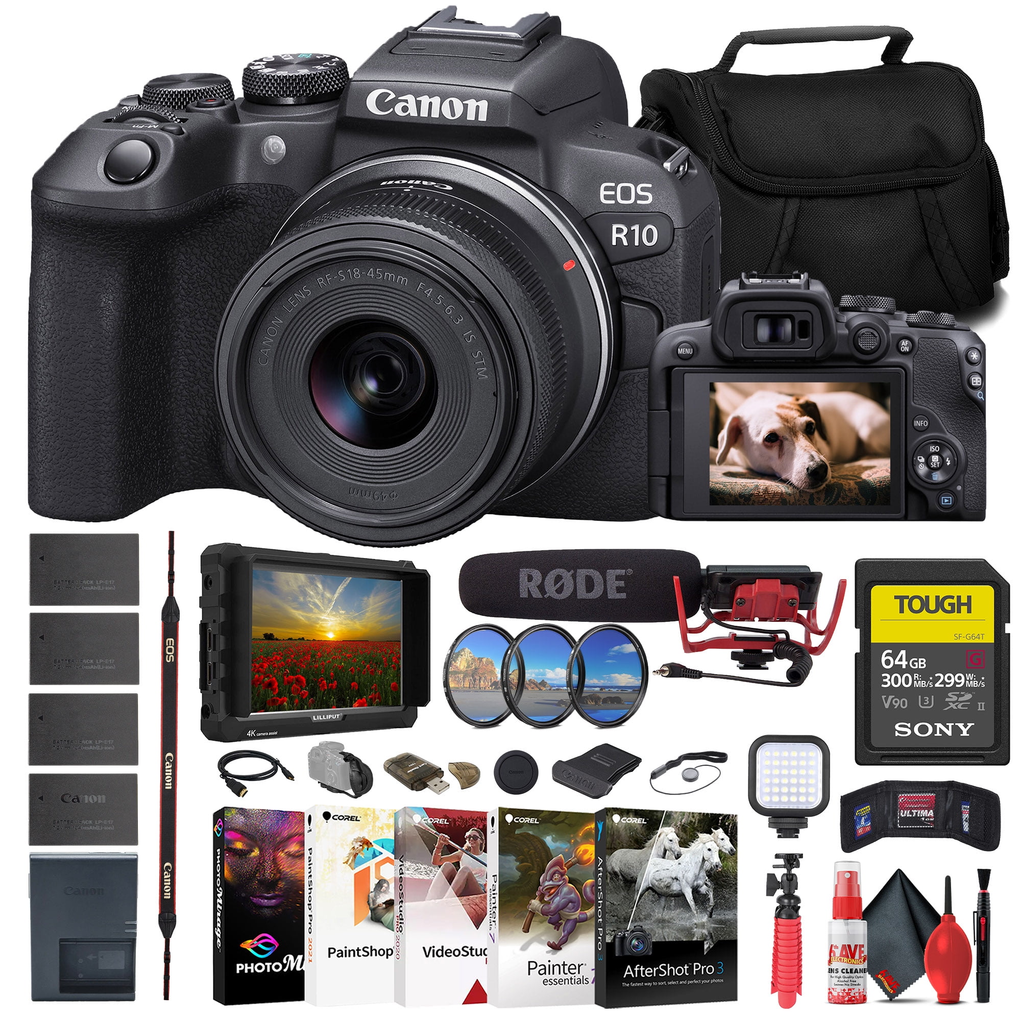 Canon EOS R10 Mirrorless Camera with 18-45mm Lens (5331C009) + 4K ...