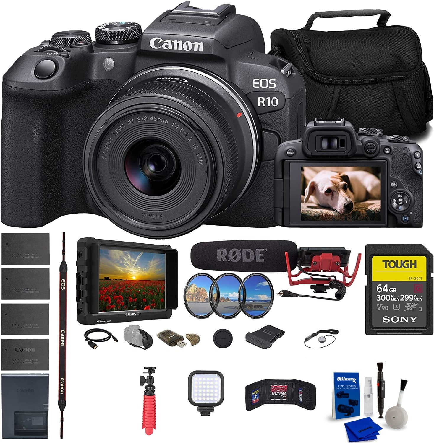 Canon EOS R10 Mirrorless Camera with 18-45mm Lens (5331C009) + 4K ...