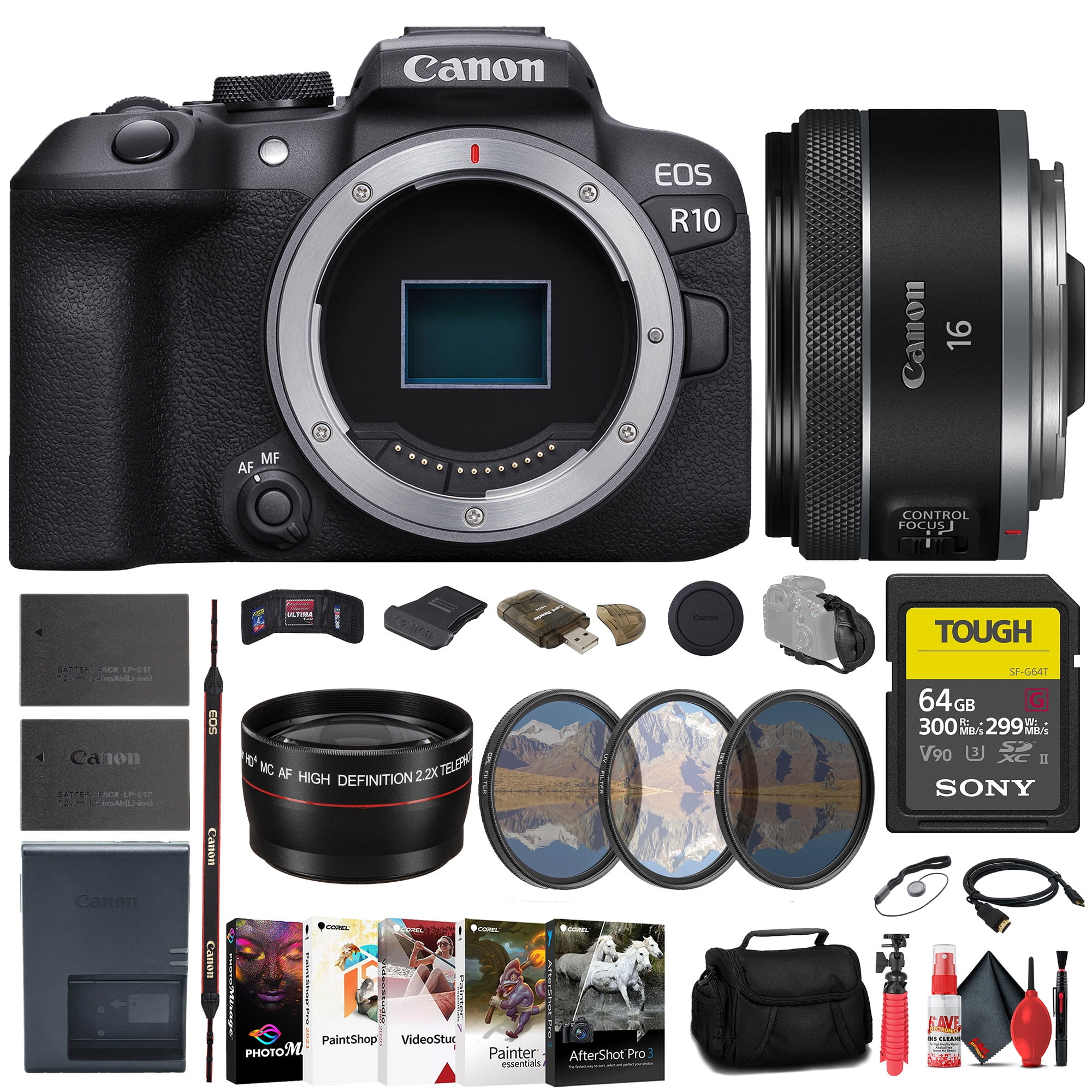 Canon EOS R10 Mirrorless Camera 5331C002 Canon 16mm Lens 5051C002 Sony ...
