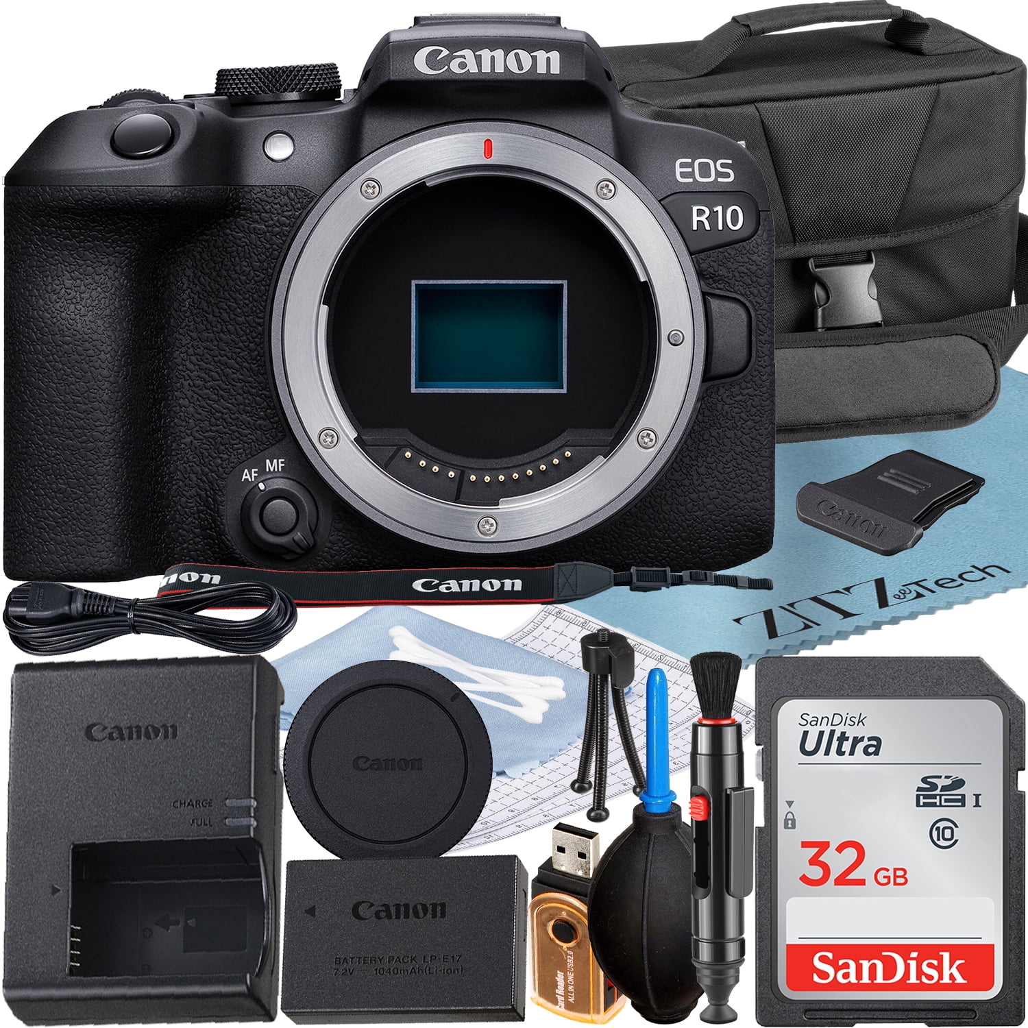 Canon EOS R10 Mirrorless Camera Body, 4K Video, SanDisk 32GB Memory ...