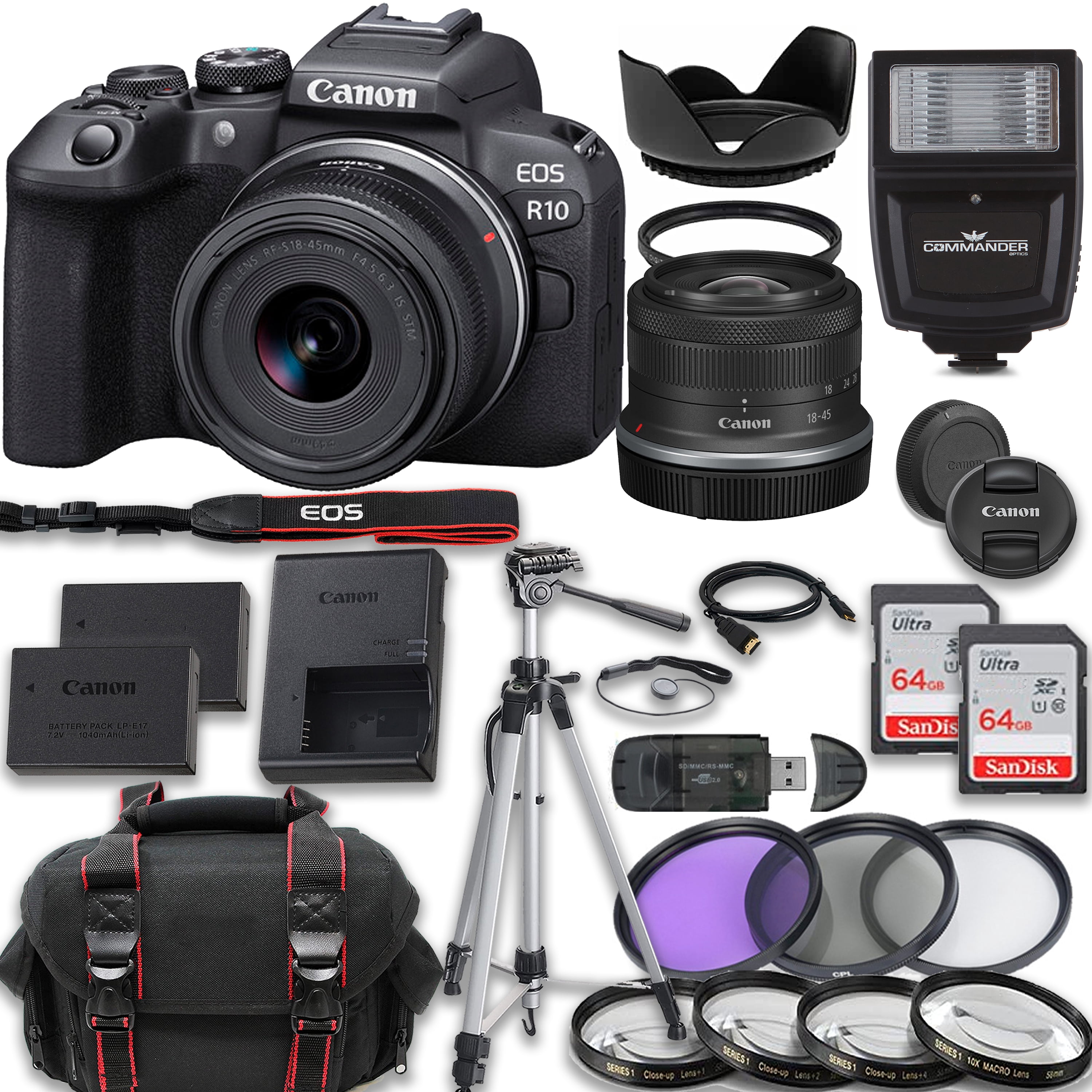 Canon EOS R10 Full Frame Mirrorless Camera Bundle with 18-45mm Lens, 2X ...