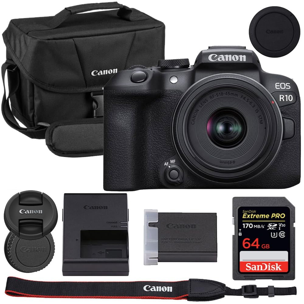 Canon EOS R10 Mirrorless Camera with 18-45mm Lens Bundle with Canon ...