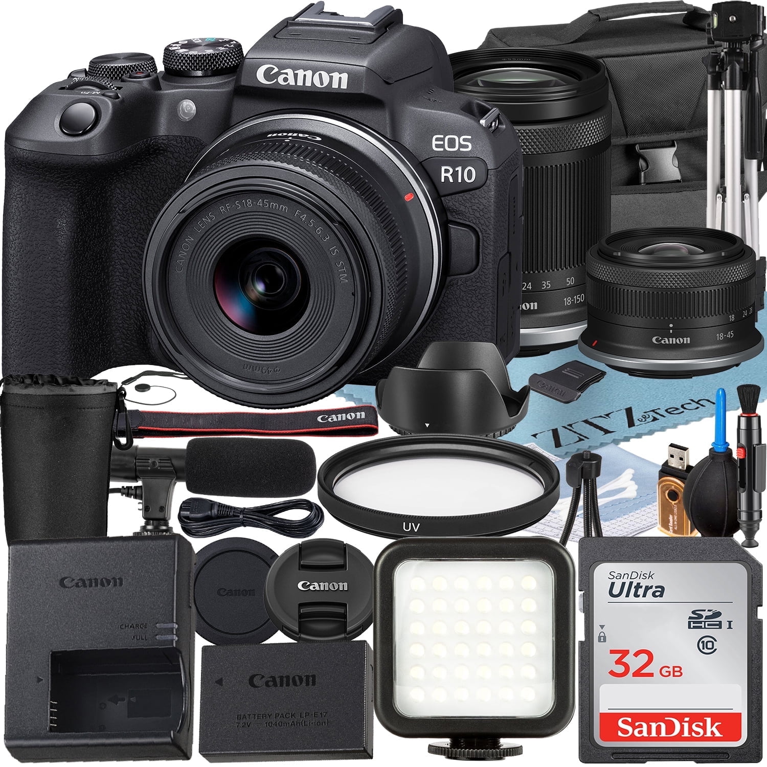 Canon EOS R10 Mirrorless Camera with RF-S 18-45mm + 18-150mm Lens ...
