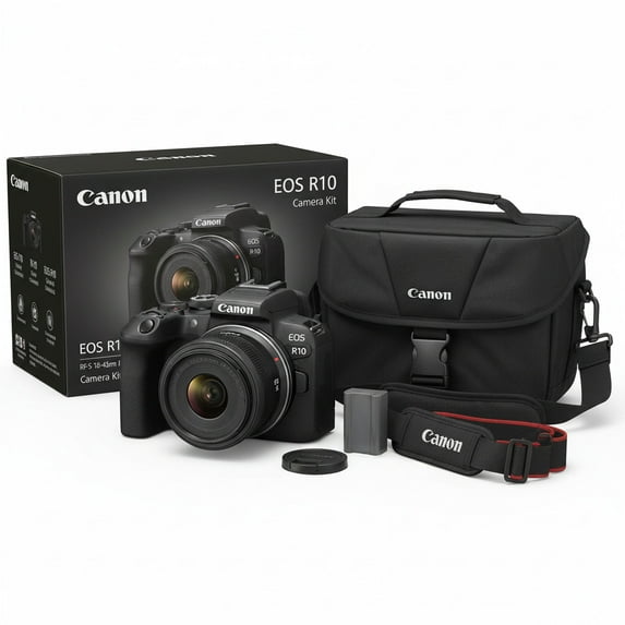 Canon EOS R10 Mirrorless Camera with RF-S 18-45mm Lens Kit and 200ES ...