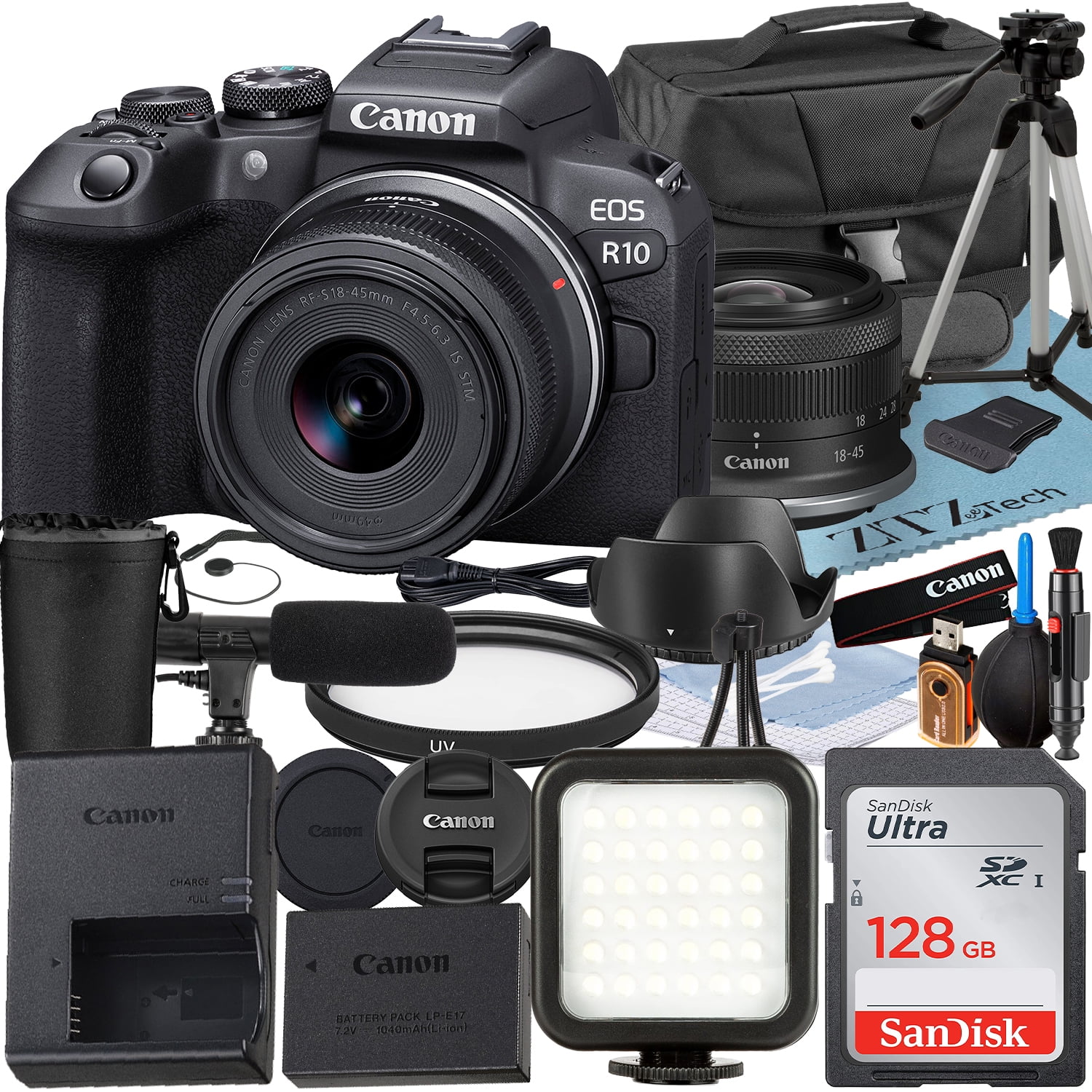 Canon EOS R10 Mirrorless Camera with RF-S 18-45mm Lens + SanDisk 128GB ...