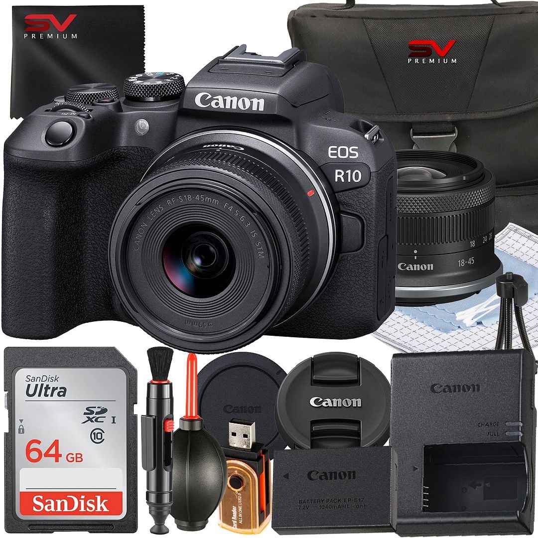 Canon EOS R10 Mirrorless Camera with RF-S 18-45mm Lens + SanDisk 64GB ...