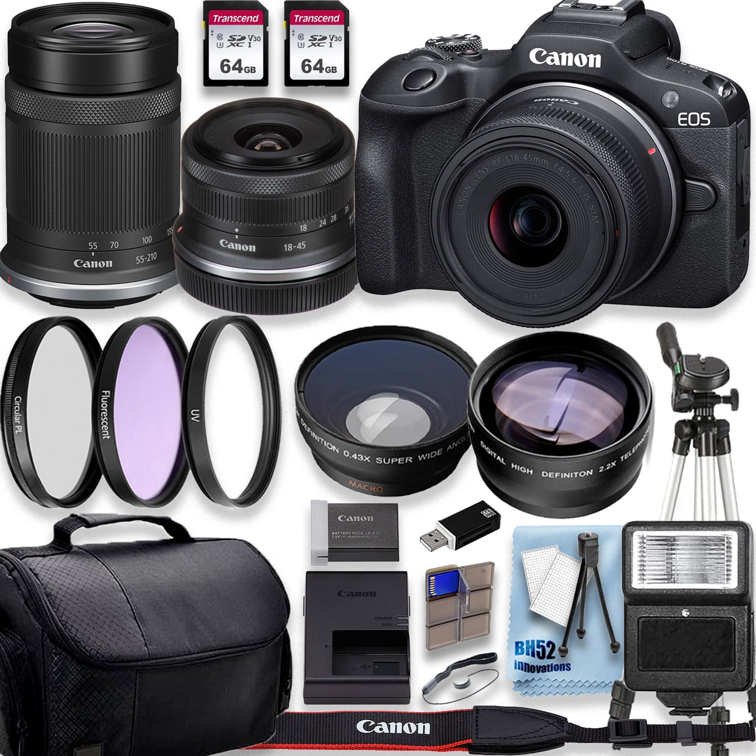 Canon EOS R100 4K Video Recording Mirrorless Camera with 18-45mm and ...