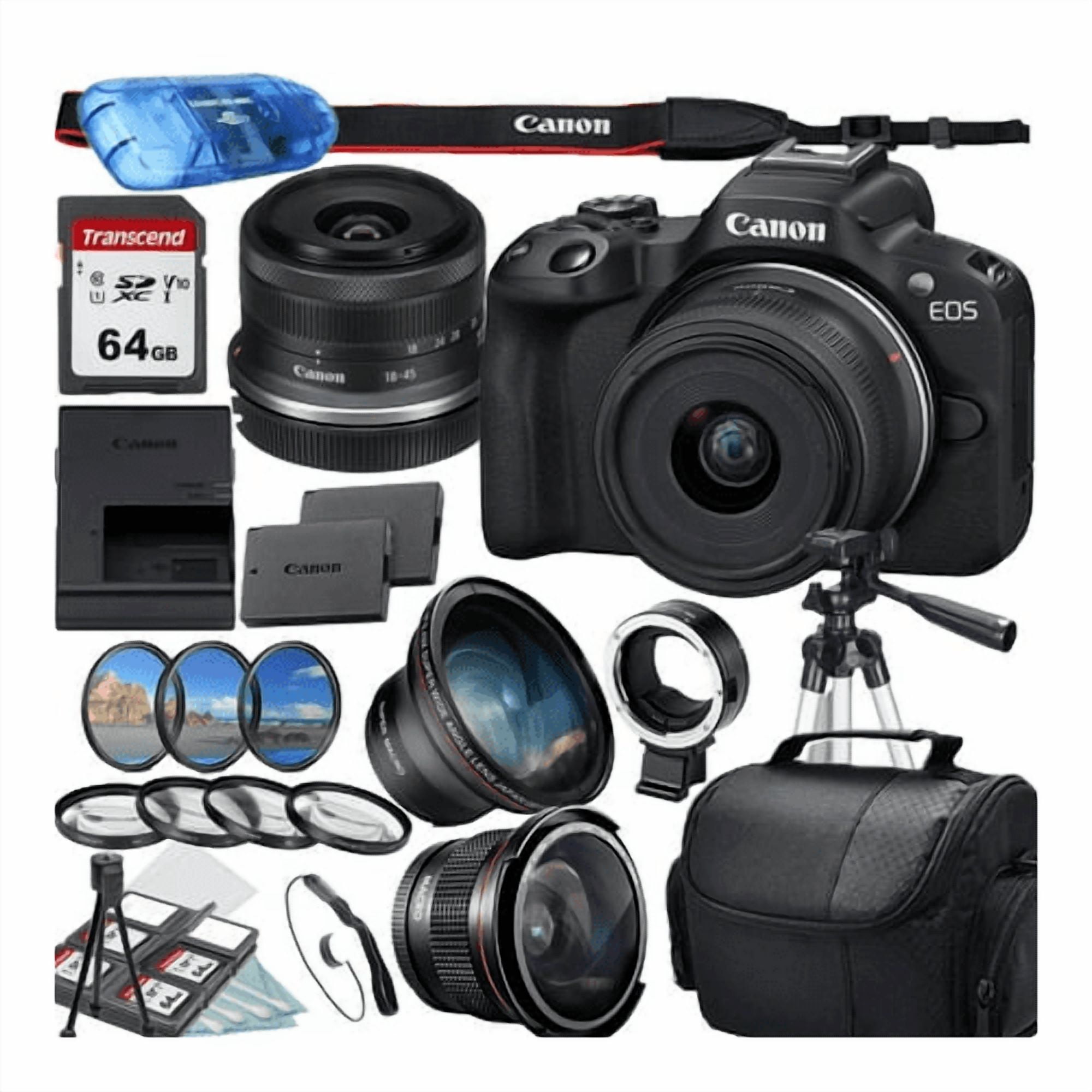 Canon EOS R100 Mirrorless Camera with 18-45mm Lens, Tripod, Camera Bag ...
