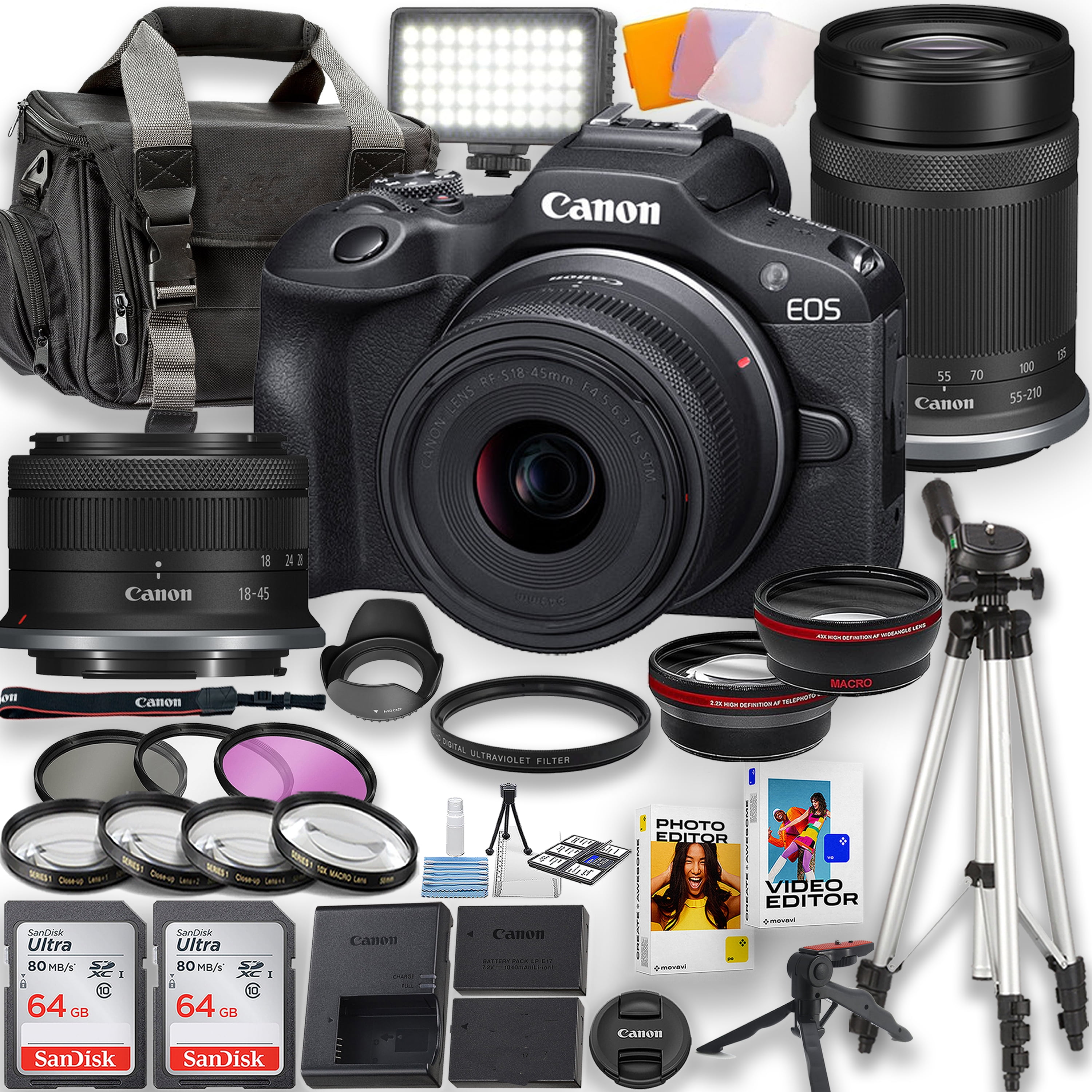 Canon EOS R100 Mirrorless Camera with 18-45mm IS STM Lens and 55-210mm ...