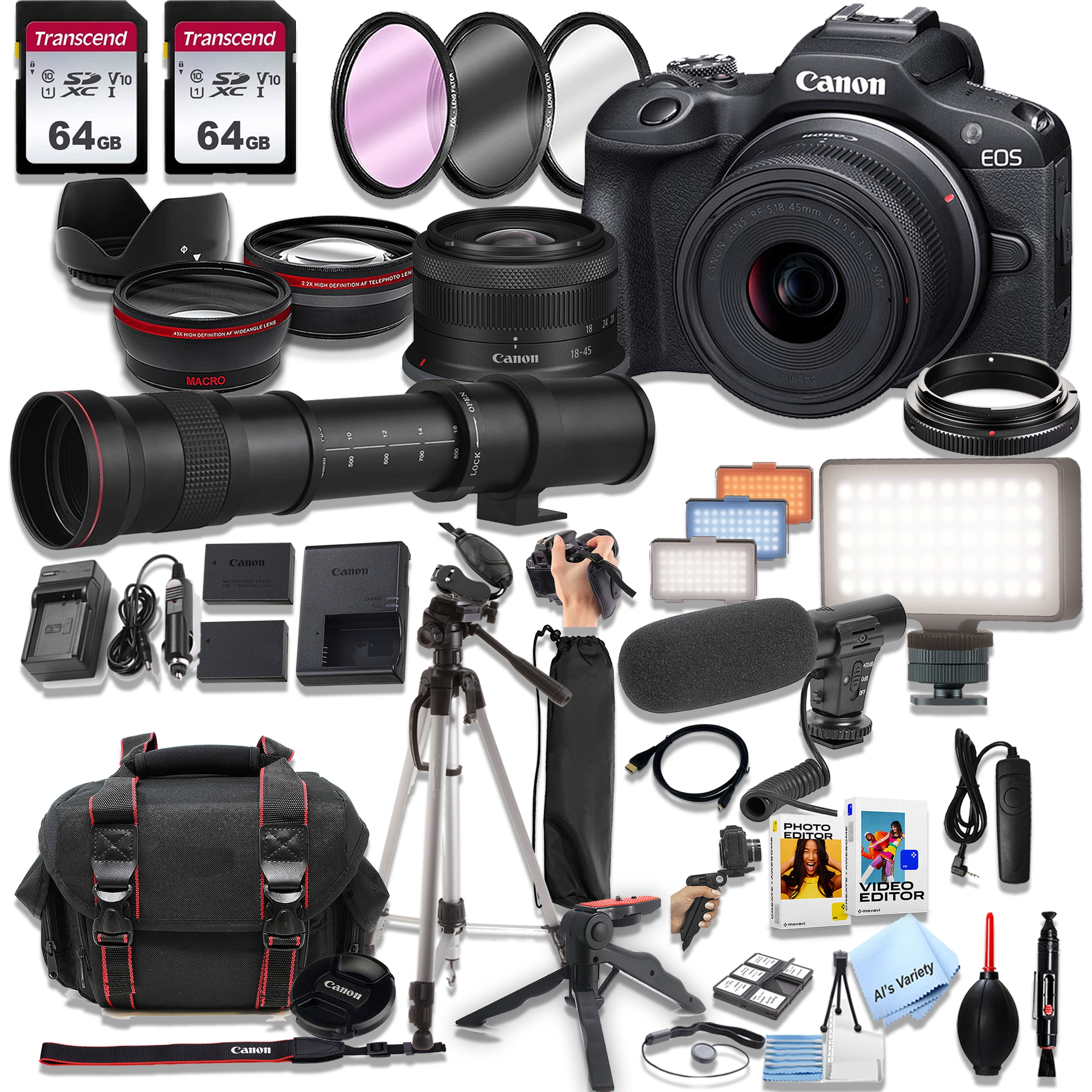 Canon EOS R100 Mirrorless Camera with 18-45mm Lens + 420-800mm Super ...