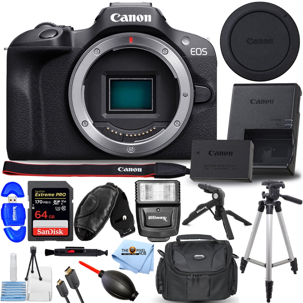 Canon EOS R100 Mirrorless Camera 6052C002 - 12PC Accessory Bundle ...