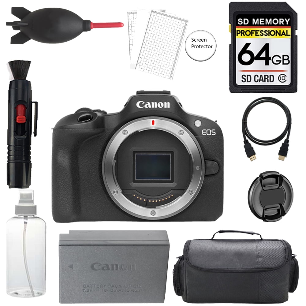 Canon EOS R100 Mirrorless Camera (Body) + 64GB + Bag+ Screen Protector ...