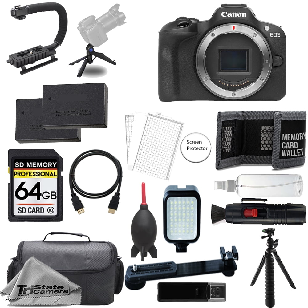 Canon EOS R100 Mirrorless Camera (Body) + 64GB + Extra Battery+ LED ...
