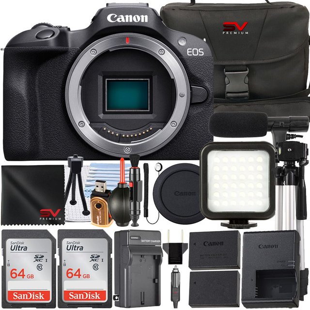 Canon EOS R100 Mirrorless Camera (Body Only) with 2 Pack SanDisk 64GB ...