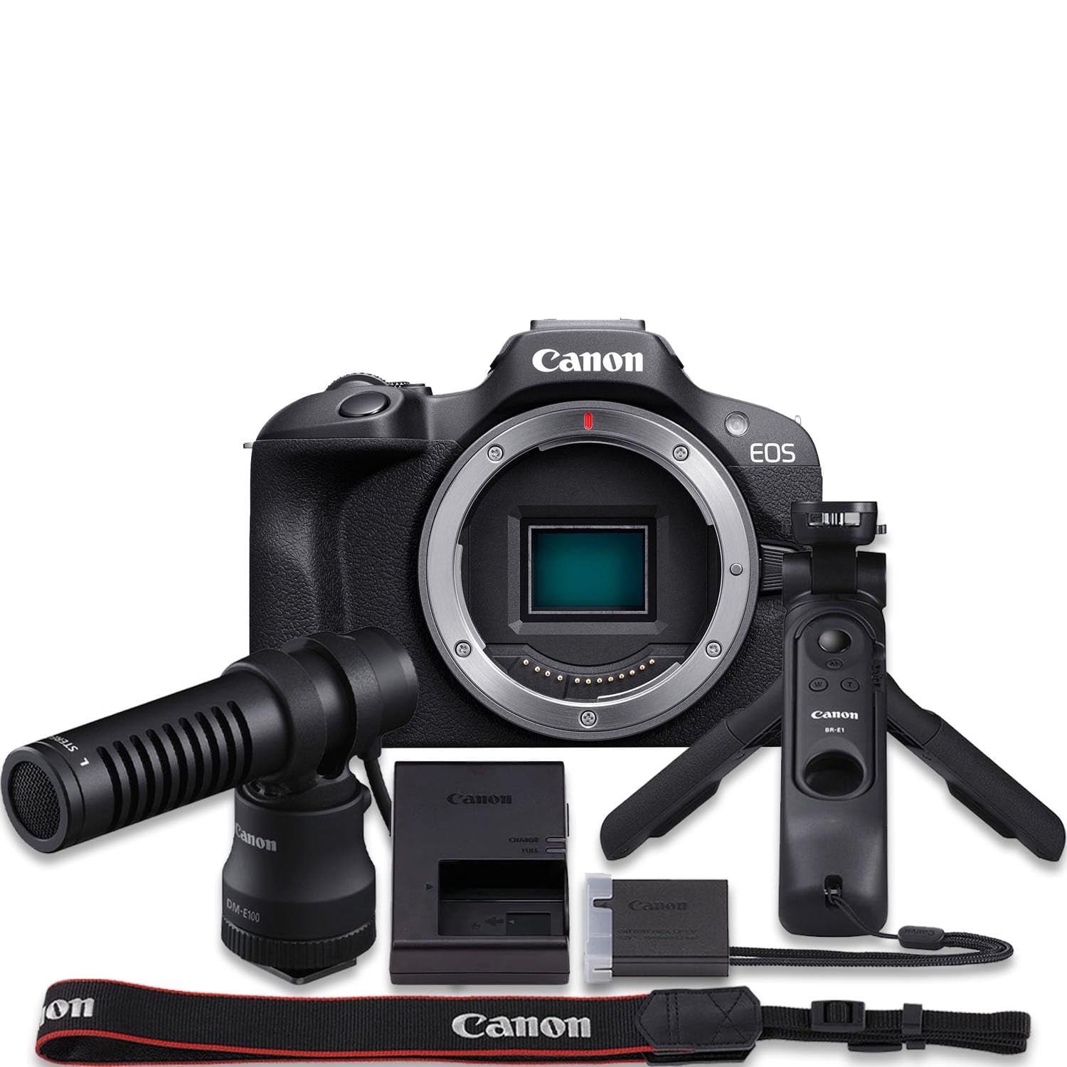 Canon EOS R100 Mirrorless Camera (Body Only) with DM-E100 Microphone ...