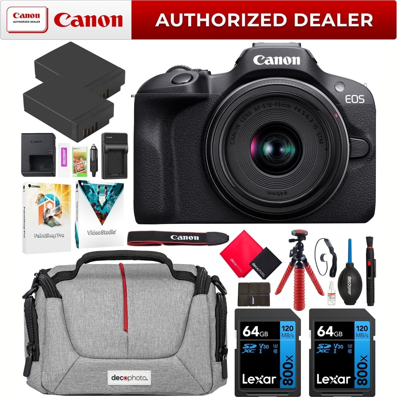 Canon EOS R100 Mirrorless Camera Body with RF-S 18-45mm F4.5-6.3 IS STM ...