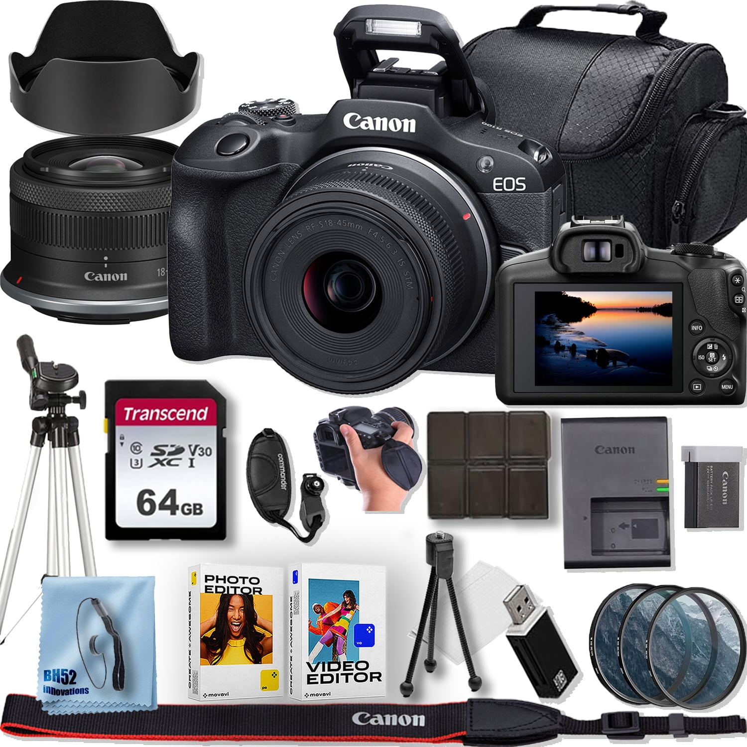 Canon EOS R100 Mirrorless Camera with Canon RF-S 18-45mm f/4.5-6.3 IS ...