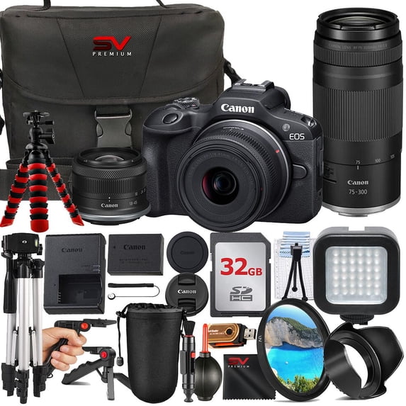 Canon EOS R100 Mirrorless Camera with RF-S 18-45mm + 75-300mm Lens ...