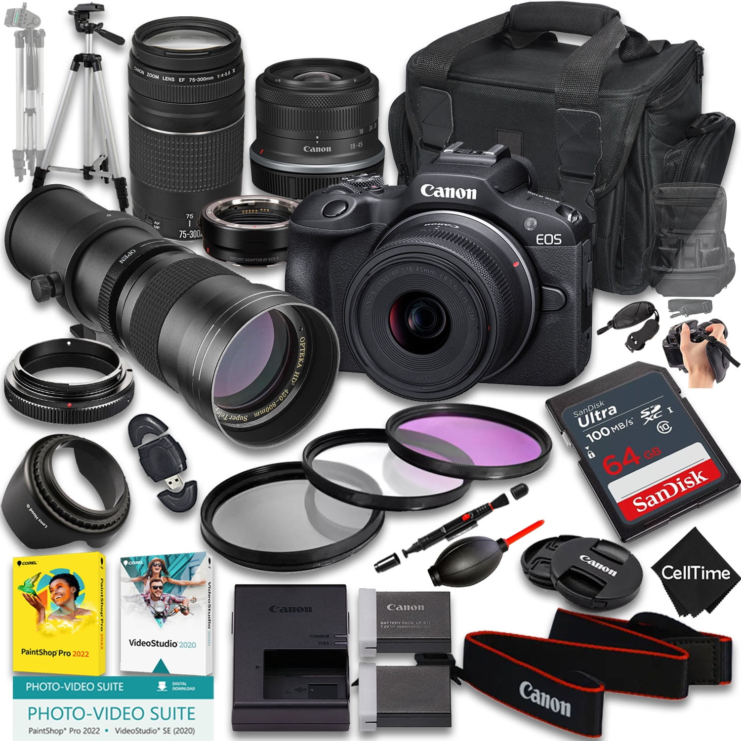 Canon EOS R100 Mirrorless Camera with RF-S 18-45mm f/4.5-6.3 IS STM And ...