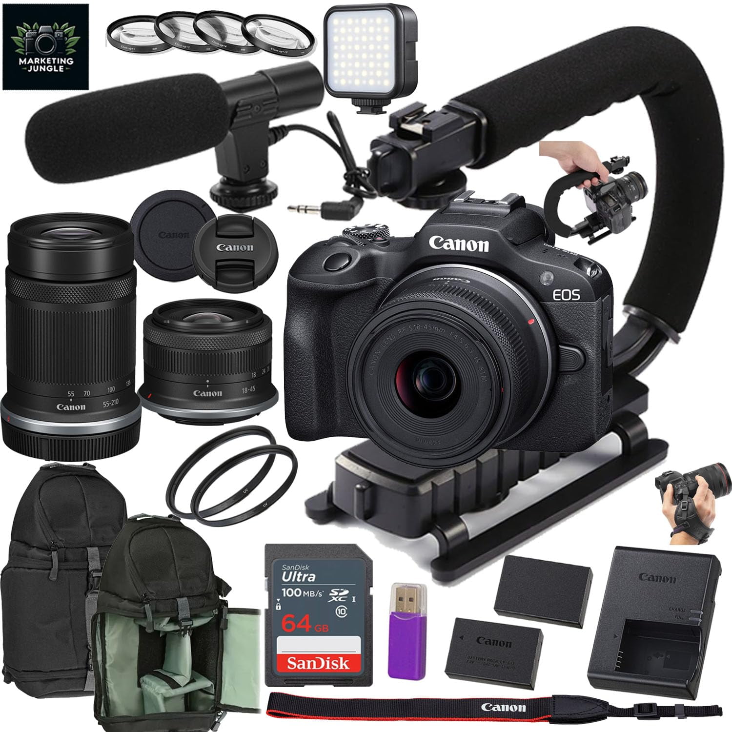Canon EOS R100 Mirrorless Camera w/Canon RF-S 18-45mm f/4.5-6.3 is STM ...