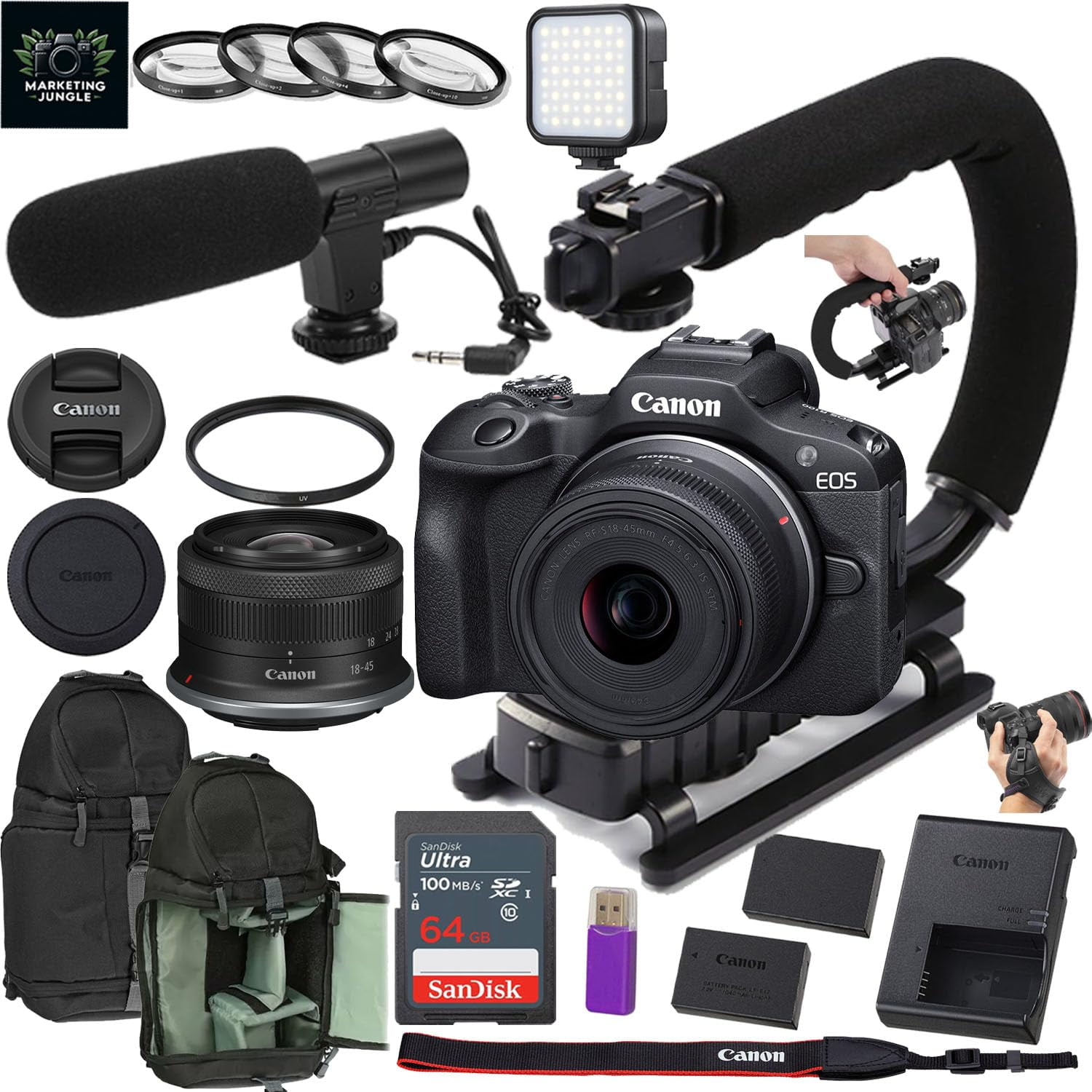 Canon EOS R100 Mirrorless Camera w/Canon RF-S 18-45mm f/4.5-6.3 is STM ...
