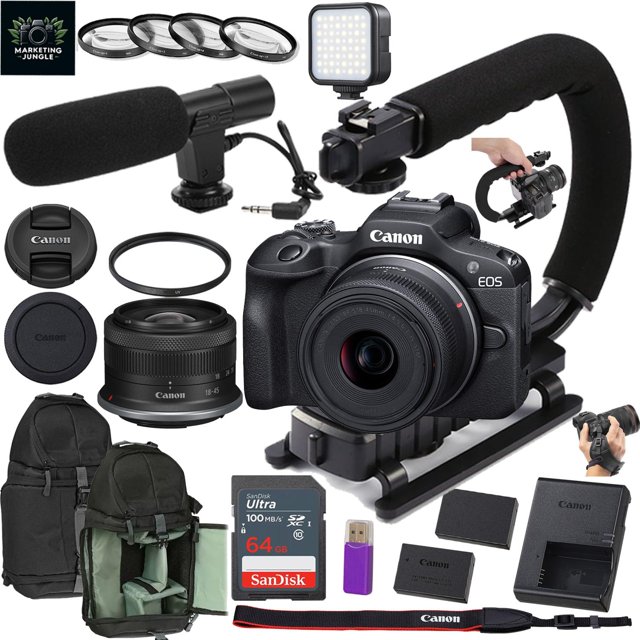 Canon EOS R100 Mirrorless Camera w/Canon RF-S 18-45mm f/4.5-6.3 is STM ...