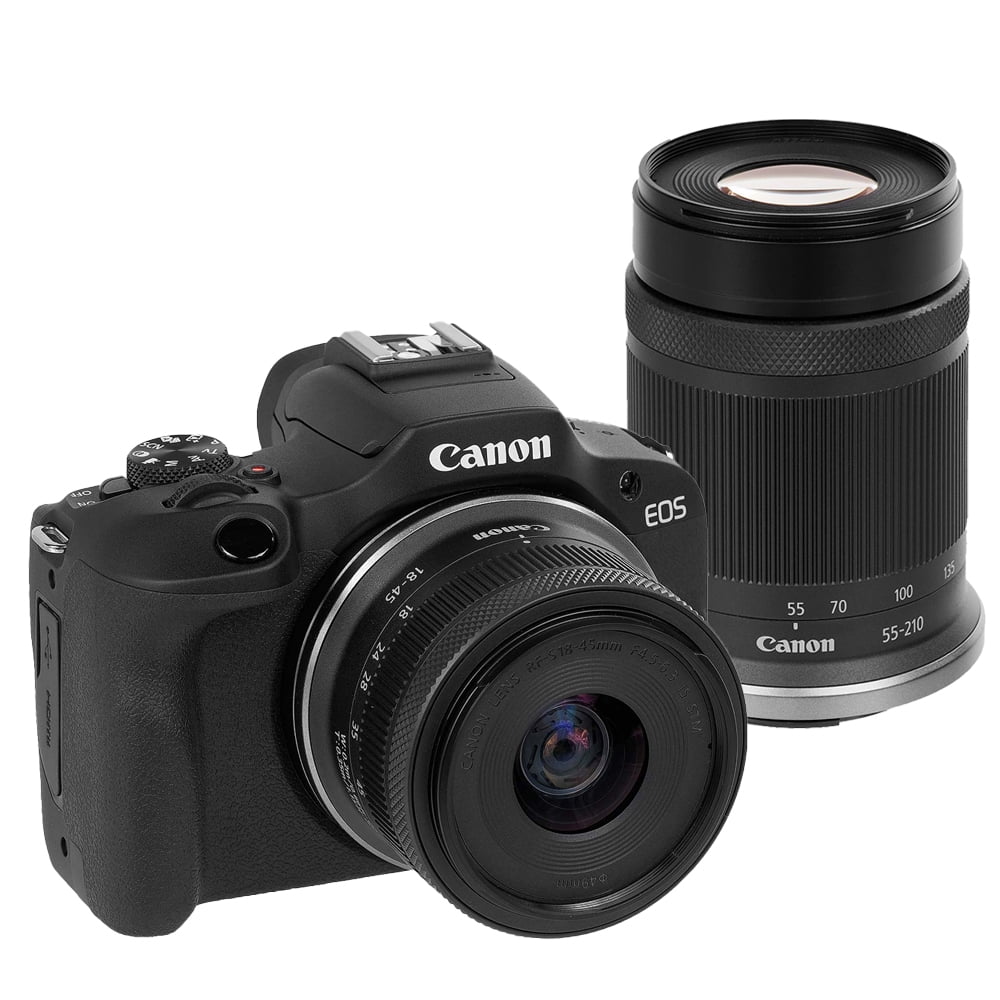 Canon EOS R100 Mirrorless Camera w/ RF-S 18-45mm & 55-210mm Lenses Kit ...