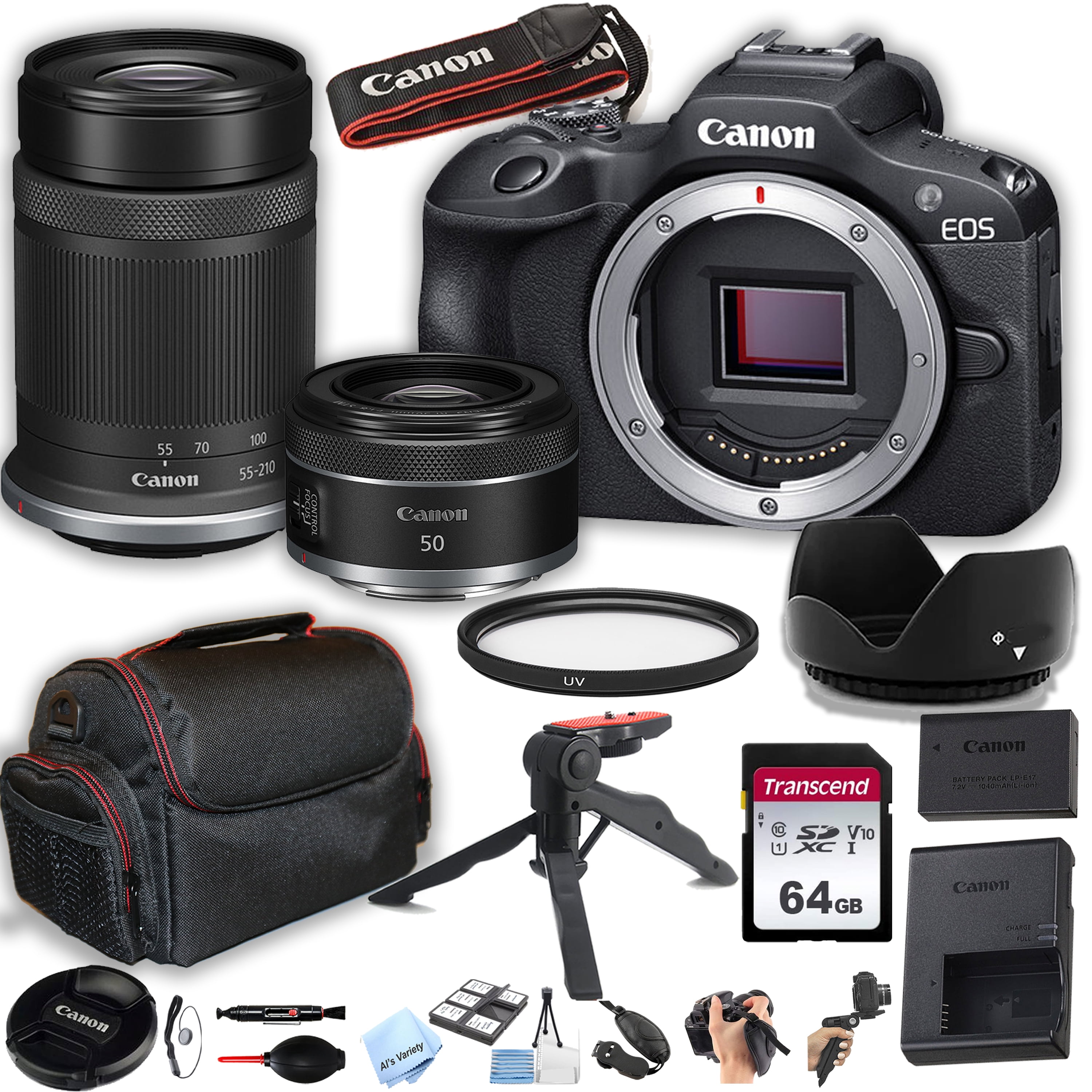 Canon EOS R100 Mirrorless Camera with 50mm Prime Lens + 55-210mm Lens ...