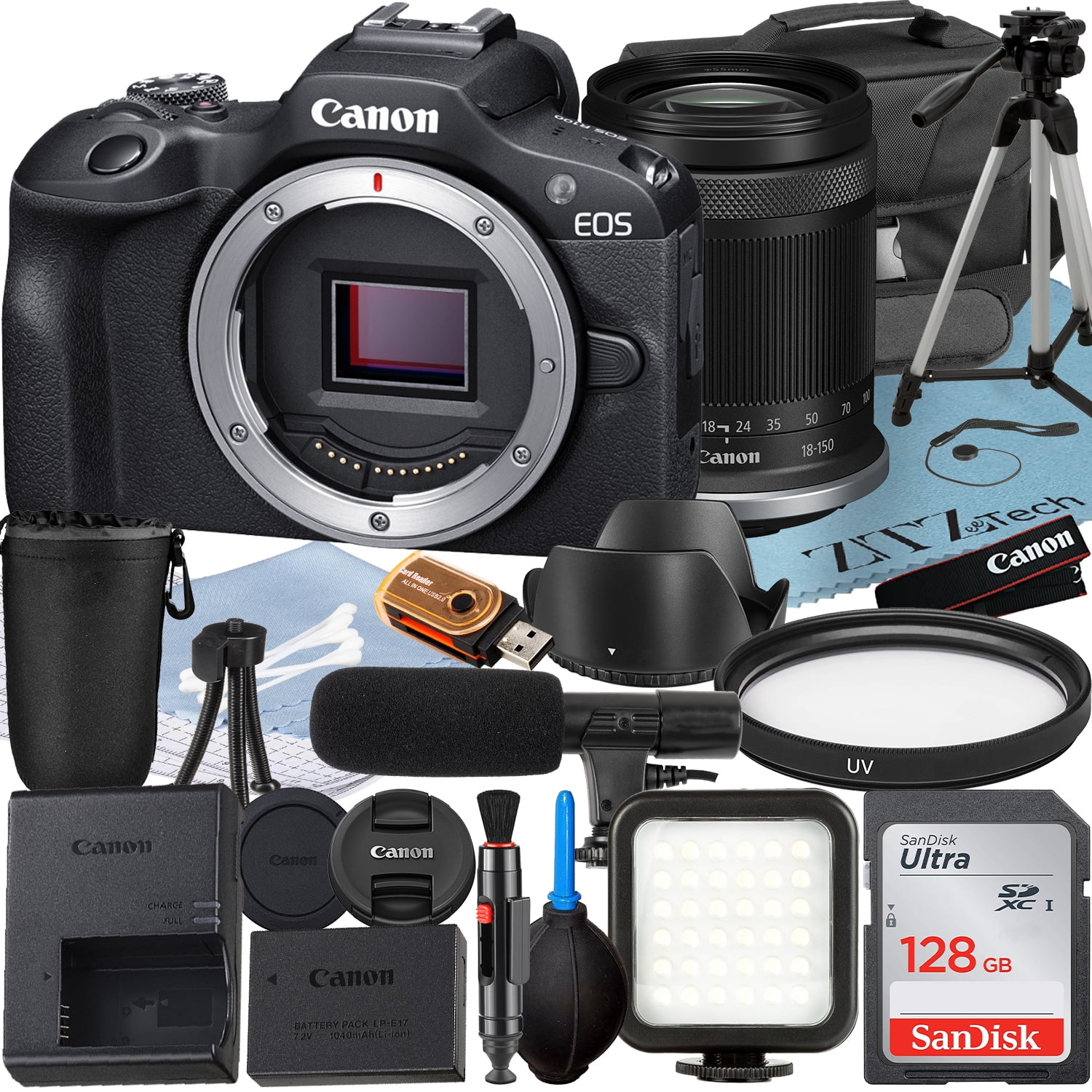 Canon EOS R100 Mirrorless Camera with RF-S 18-150mm Lens + SanDisk ...